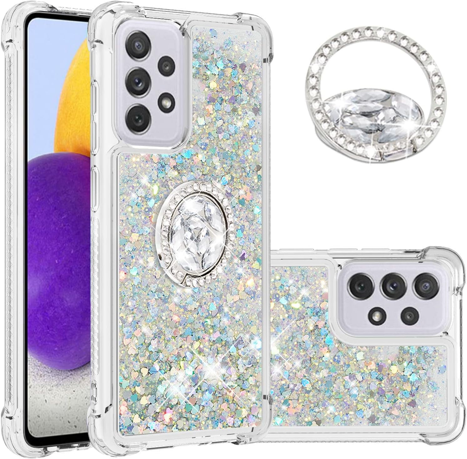 for Samsung Galaxy A33 5G Glitter Case with Ring Holder, Bling Sparkle ...