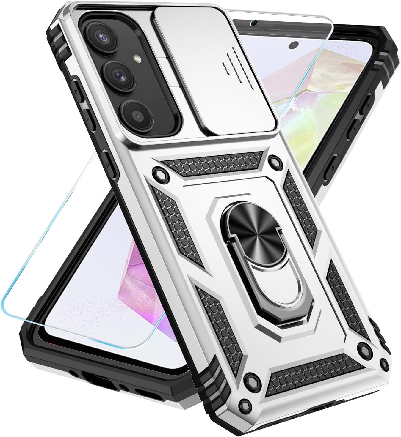 for Samsung Galaxy A35 5G Case with HD Screen Protector & Slide Camera ...