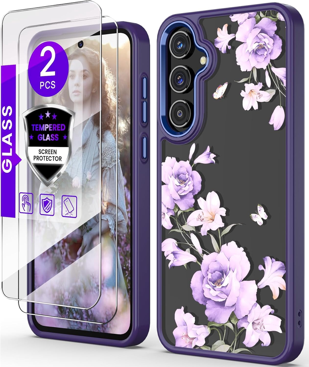 for Samsung Galaxy A35 5G Case+Tempered Glass Screen Protector,Military ...