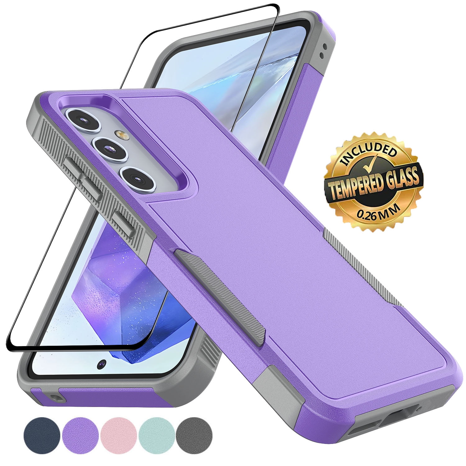 Samsung Galaxy A35 5G Case with Tempered Glass Screen Protector, Tekcoo Heavy Duty Rugged ...