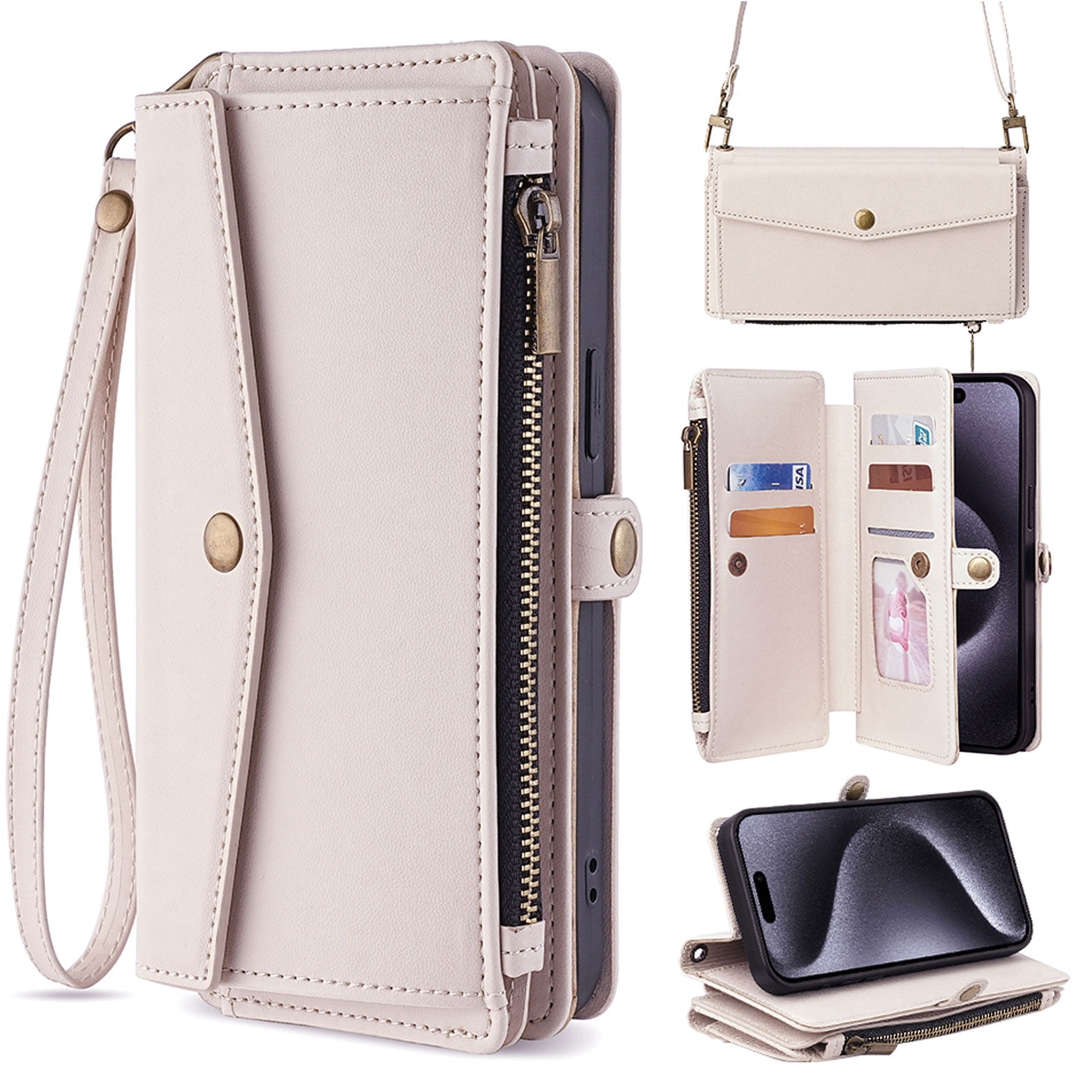for Samsung Galaxy A35 Case Wallet with Card Holder Zipper Bills Slot ...