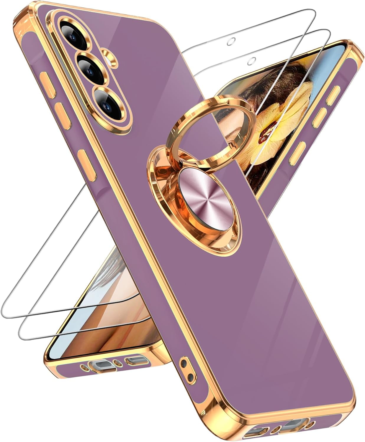 for Samsung Galaxy A36-5G Case: with 2 Pack Tempered Glass Screen Protector and 360° Rotatable ...