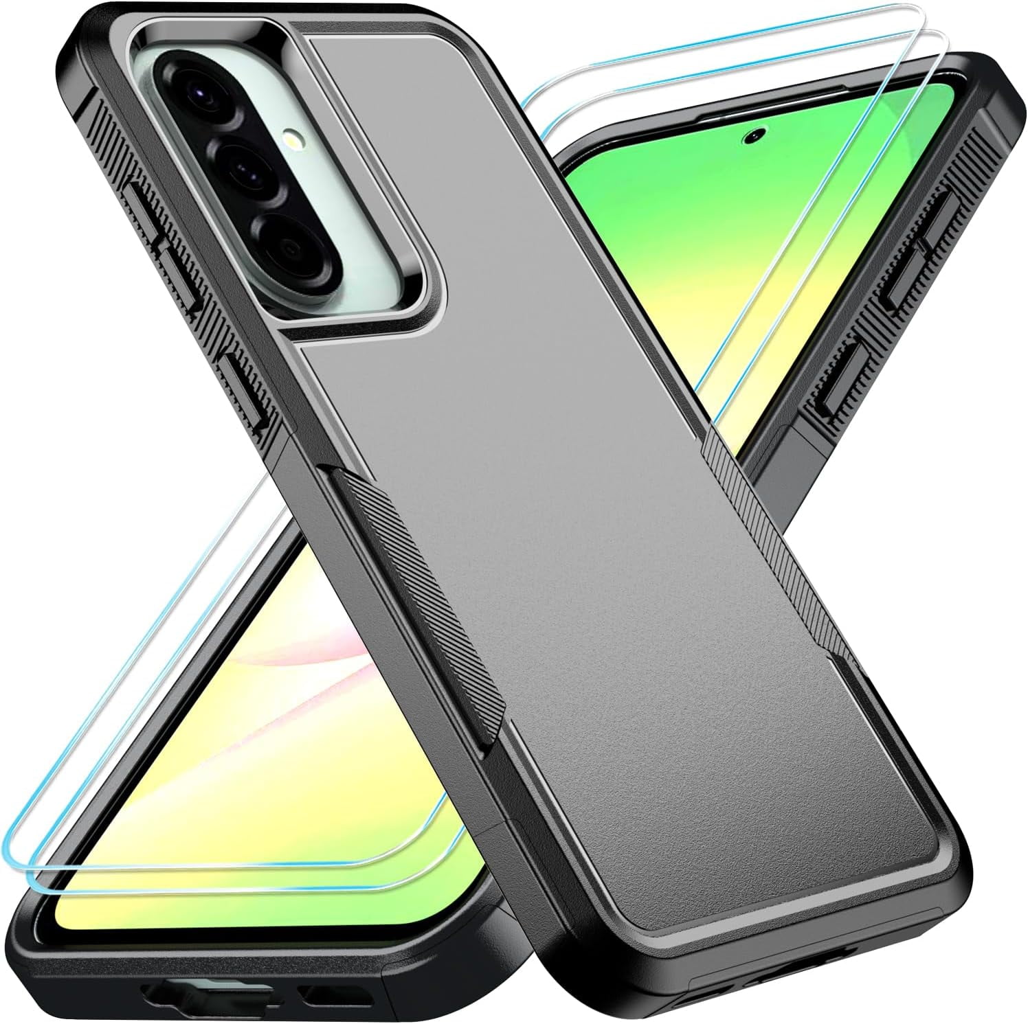 Samsung Galaxy A36/A56 5G Rugged Case with 2 Screen Protectors, Black ...