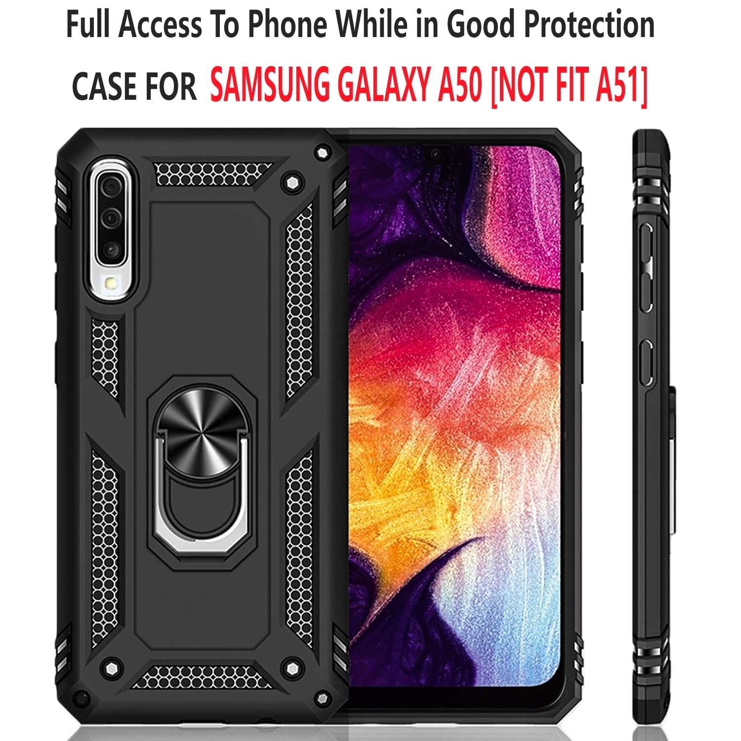 Samsung Galaxy A50 Case, STARSHOP Drop Protection Ring Kickstand Cover ...