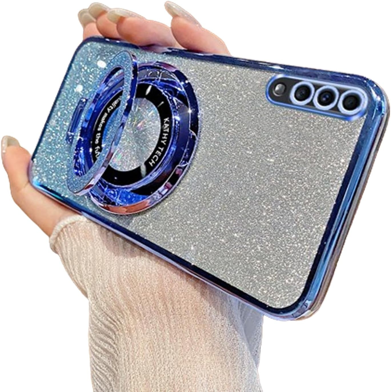 for Samsung Galaxy A50 Glitter Case, Magnetic Kickstand Case with ...