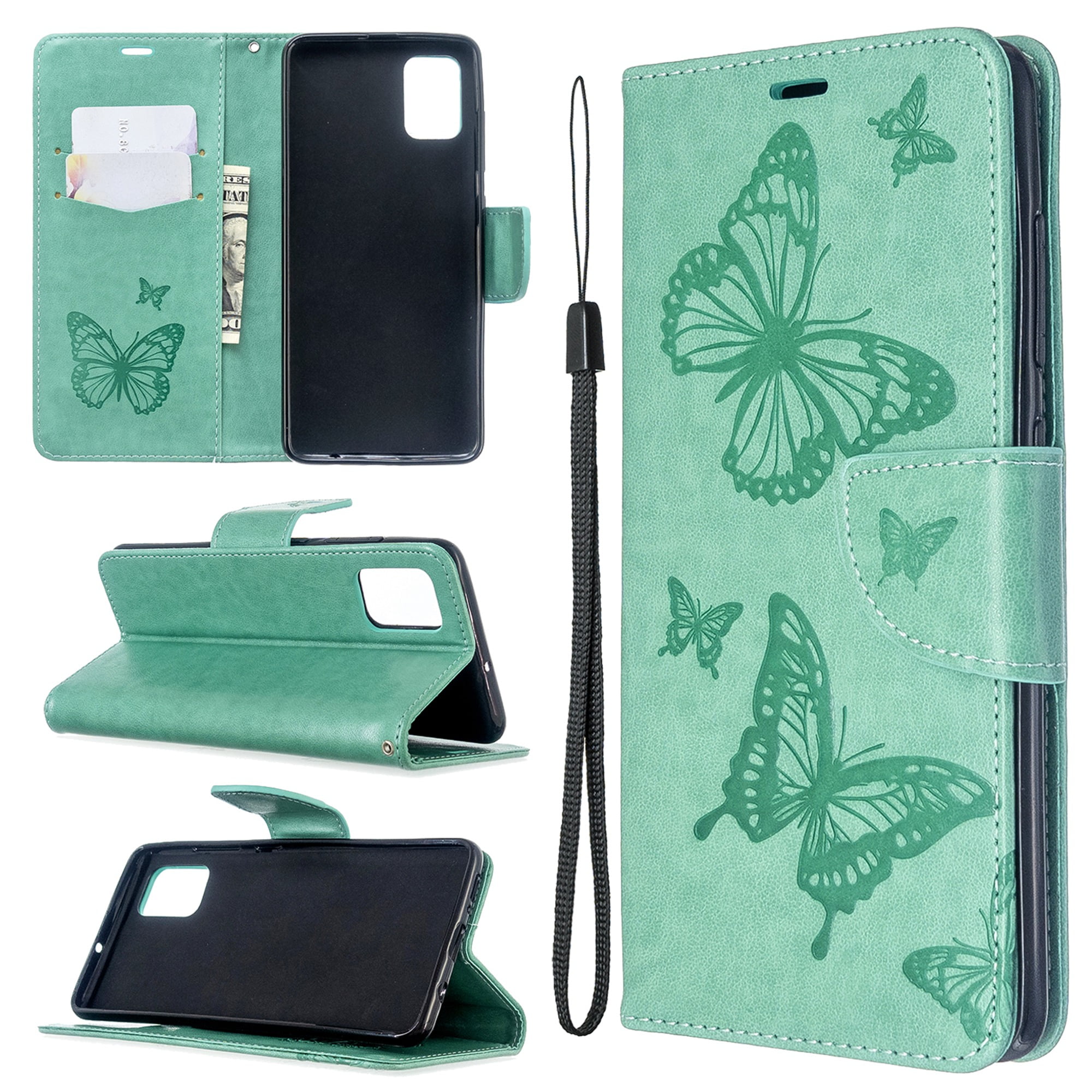 Samsung Galaxy A51 Case, Dteck Embossed Butterfly PU Leather Magnetic Flip Wallet Case Built-in ...