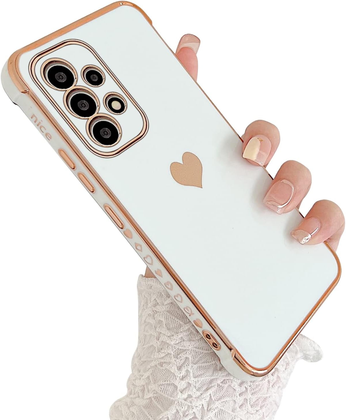 for Samsung Galaxy A52 5g Case Luxury Cute Love Heart Plating Pattern ...