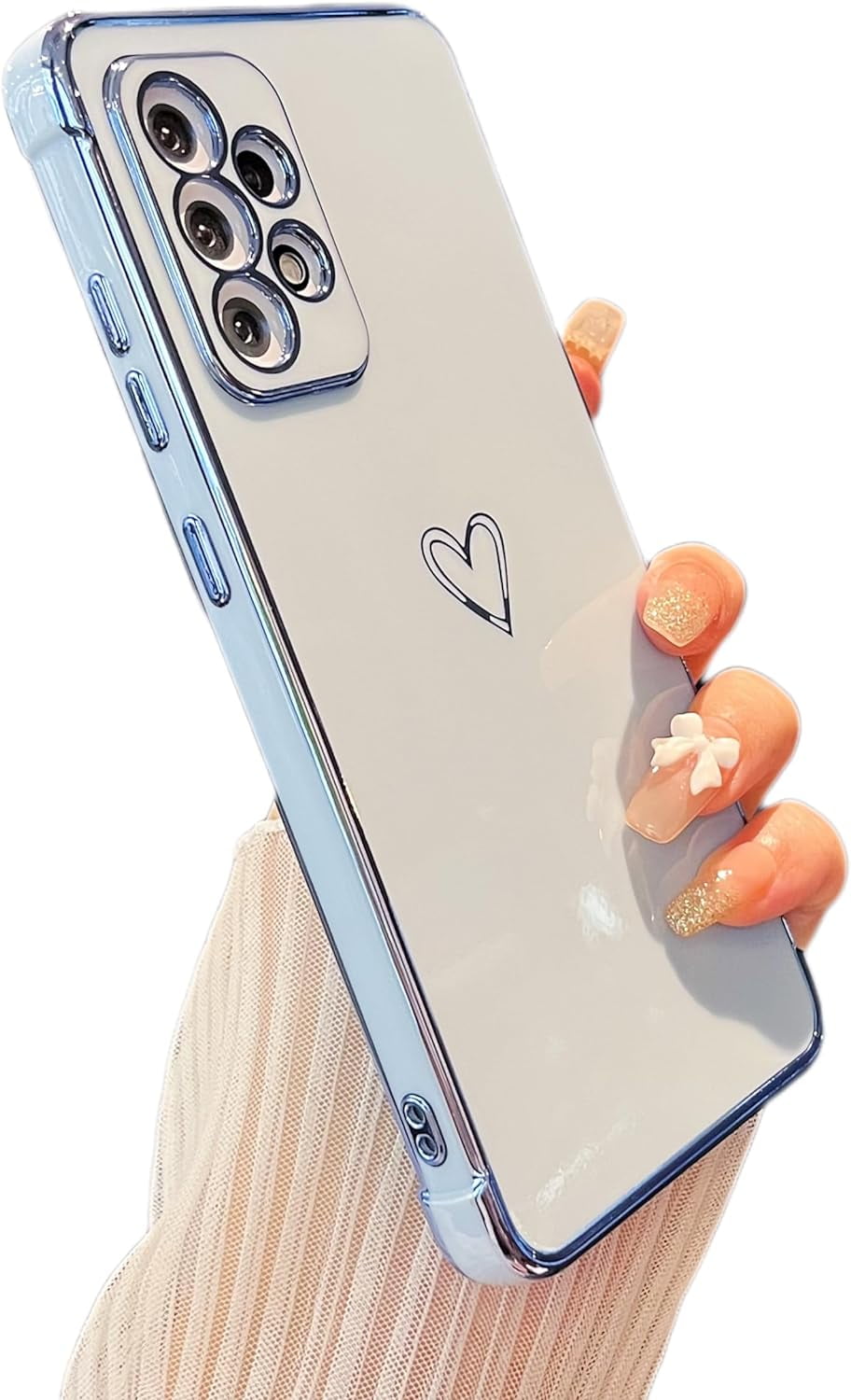 Samsung Galaxy A52/A52S 5G Case,Cute Plating Edge Love Hearts Pattern with Camera Lens ...