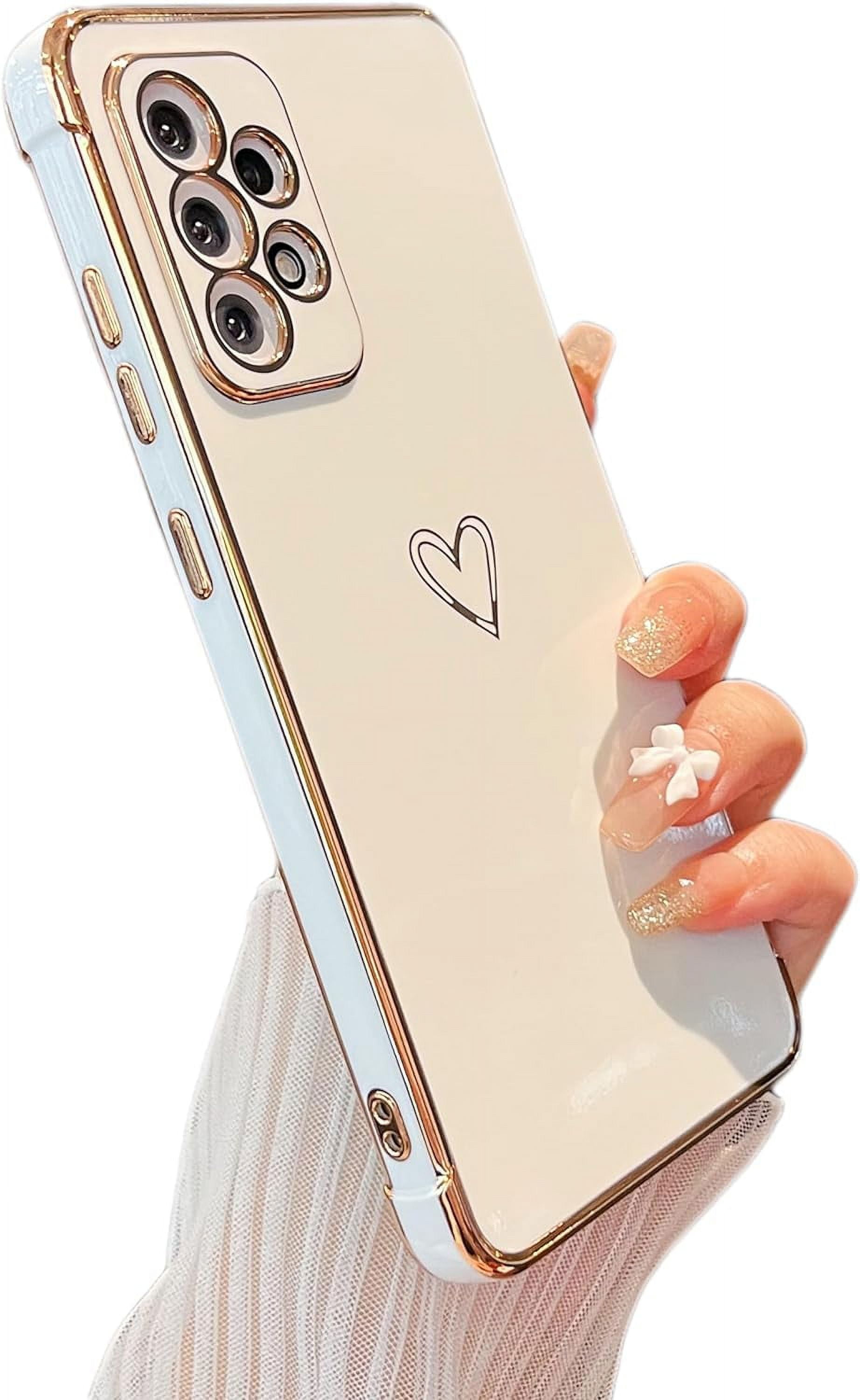 Samsung Galaxy A52/A52S 5G Case,Cute Plating Edge Love Hearts Pattern with Camera Lens ...