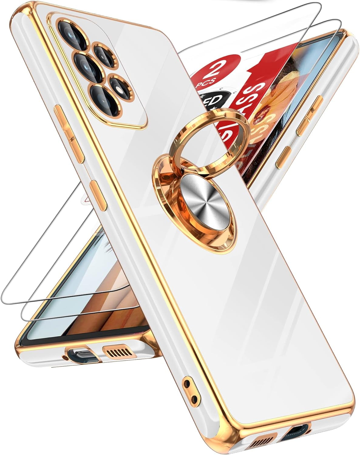 for Samsung Galaxy A53 5G Case with Tempered Glass Screen Protector [2 ...