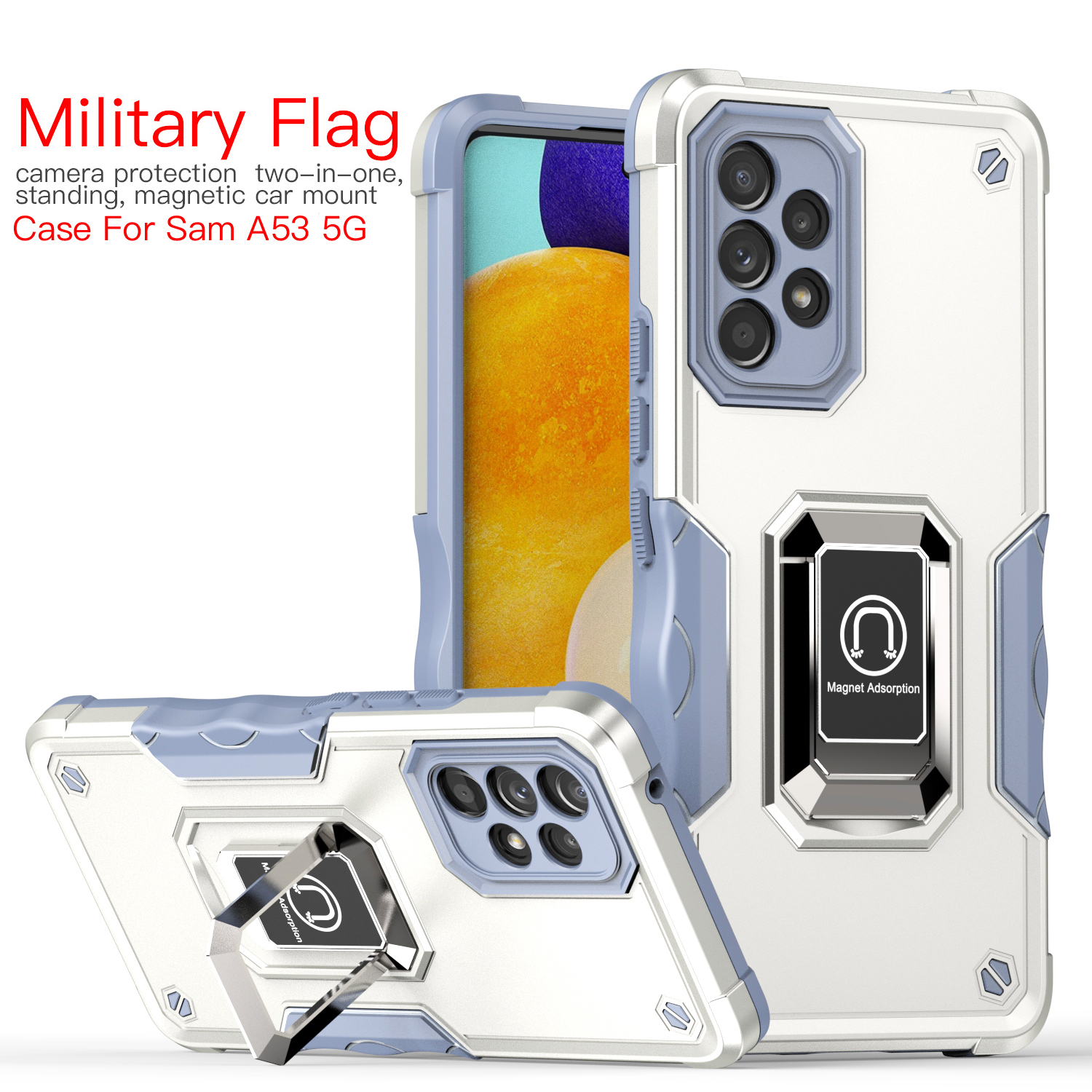 for Samsung Galaxy A53 5G Case, [Tempered Glass Screen Protector] Ring ...