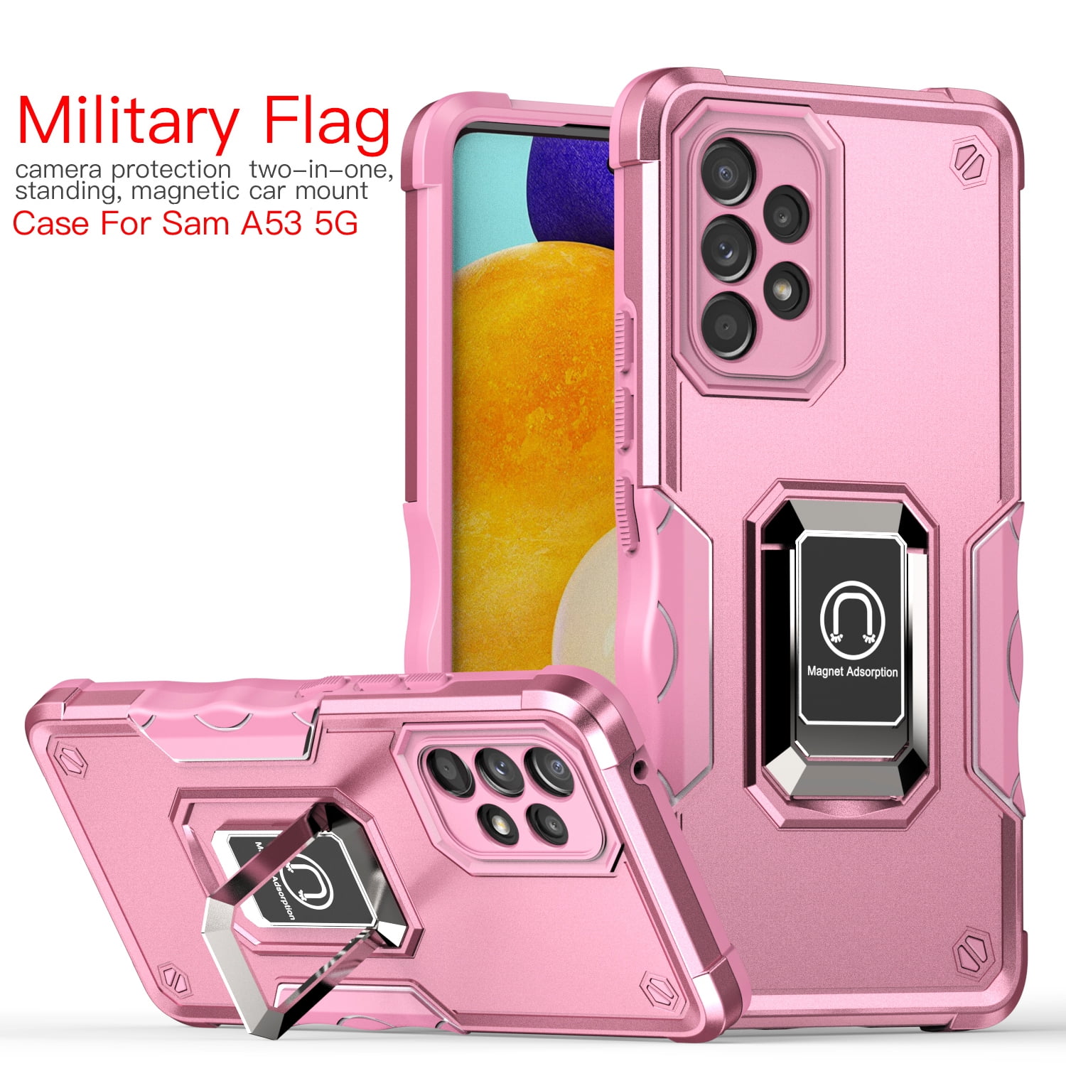 for Samsung Galaxy A53 5G Case, [Tempered Glass Screen Protector] Ring ...