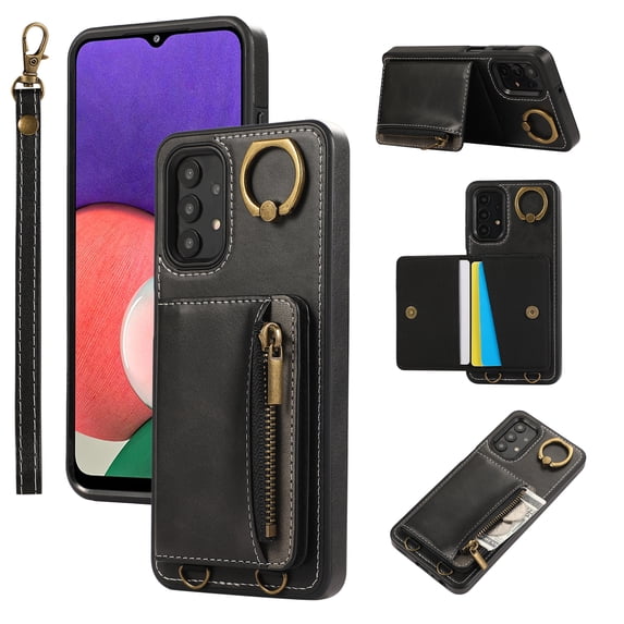for Samsung Galaxy A53 5G PU Leather Case, Card Slots and Zipper Pocket ...