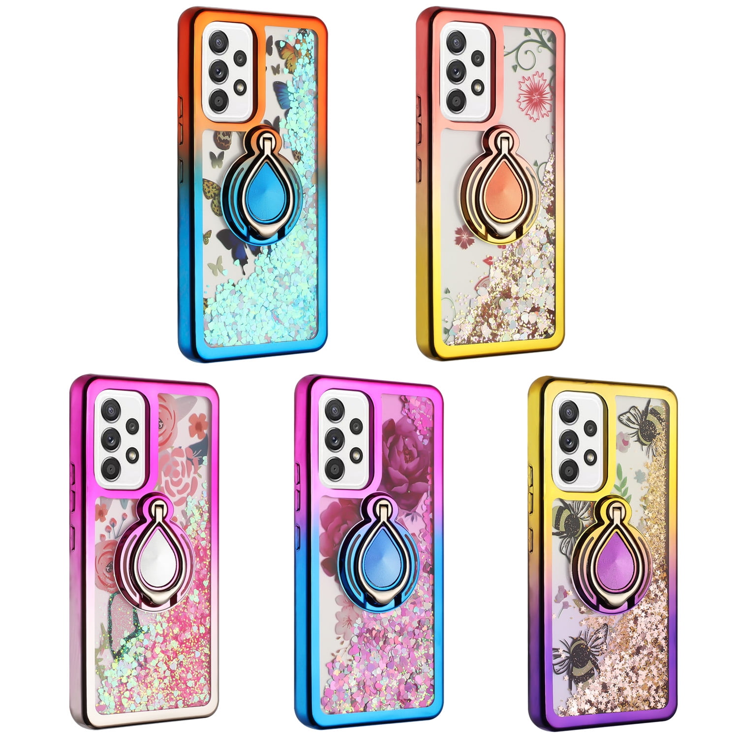 Samsung Galaxy A53 5G Phone Case, Slim 100% Fit Glitter Ring Kickstand ...