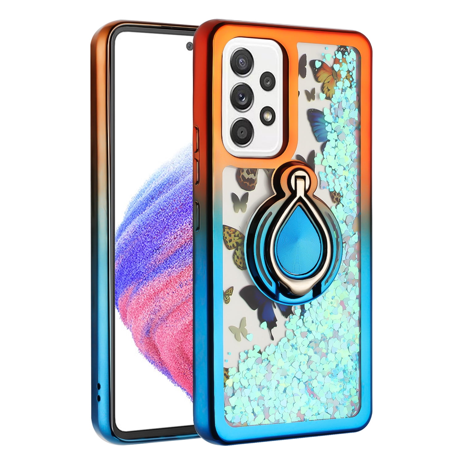 Samsung Galaxy A53 5G Phone Case, Slim 100% Fit Glitter Ring Kickstand ...