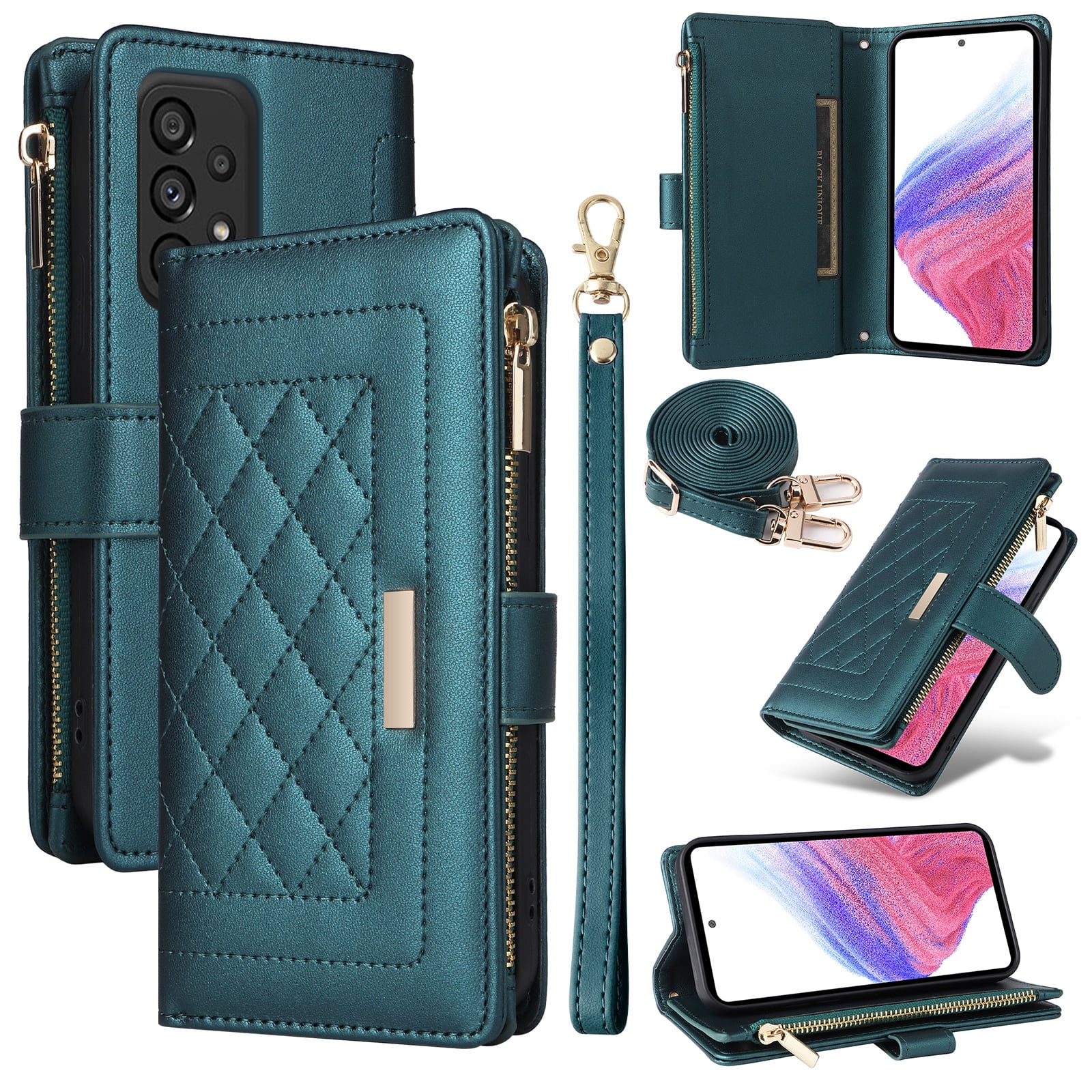 for Samsung Galaxy A53 5G Wallet Case with RFID Blocking Card Holder, Kickstand Feature PU ...