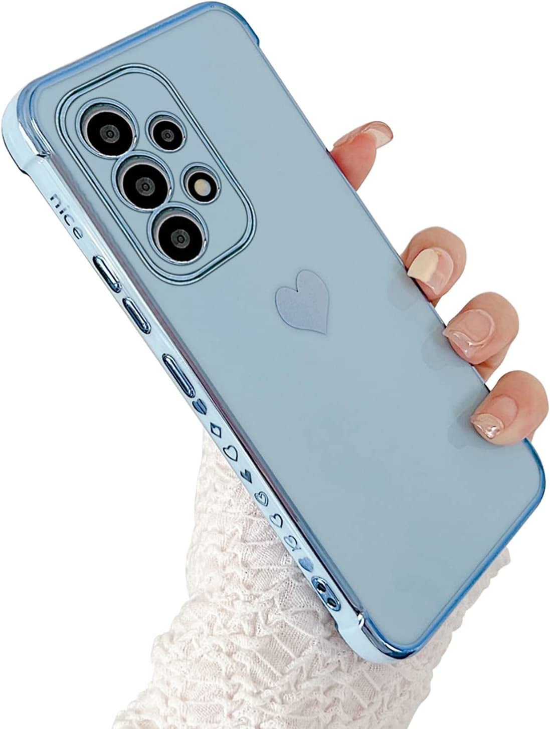 Samsung Galaxy A53 5g Phone Case with Camera Protection,Luxury Cute Love Heart Plating Edge ...