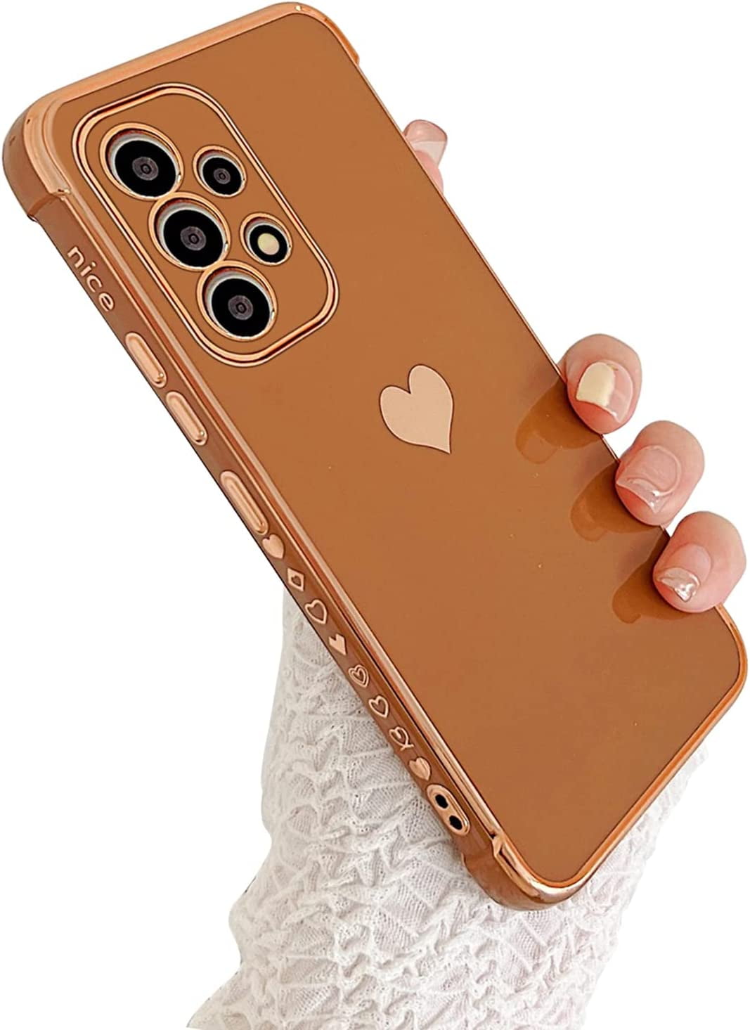 Samsung Galaxy A53 5g Phone Case with Camera Protection,Luxury Cute Love Heart Plating Edge ...