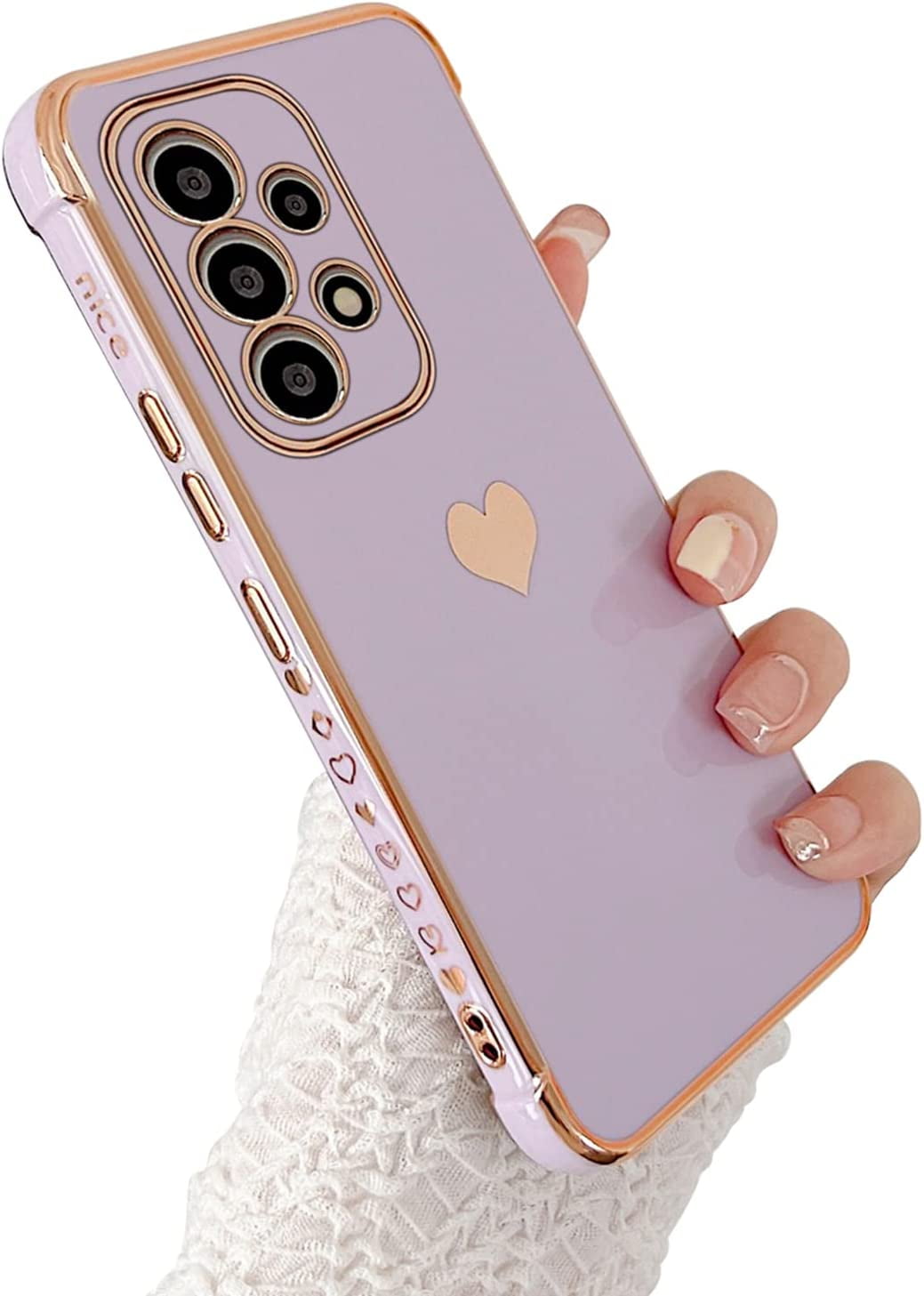 Samsung Galaxy A53 5g Phone Case with Camera Protection,Luxury Cute Love Heart Plating Edge ...