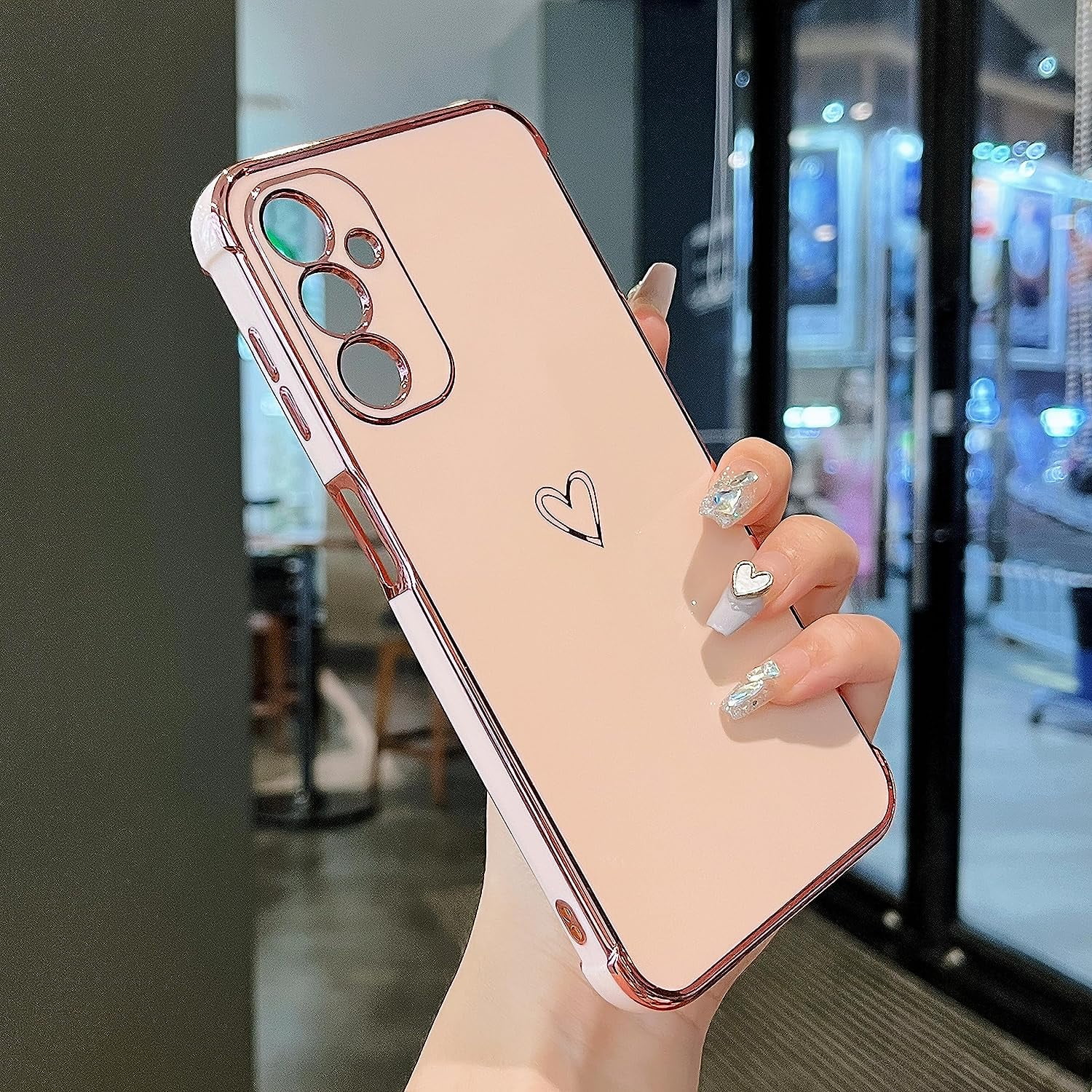 Samsung Galaxy A54 5G Case,Cute Plating Edge Love Hearts Pattern with Camera Lens Protection ...