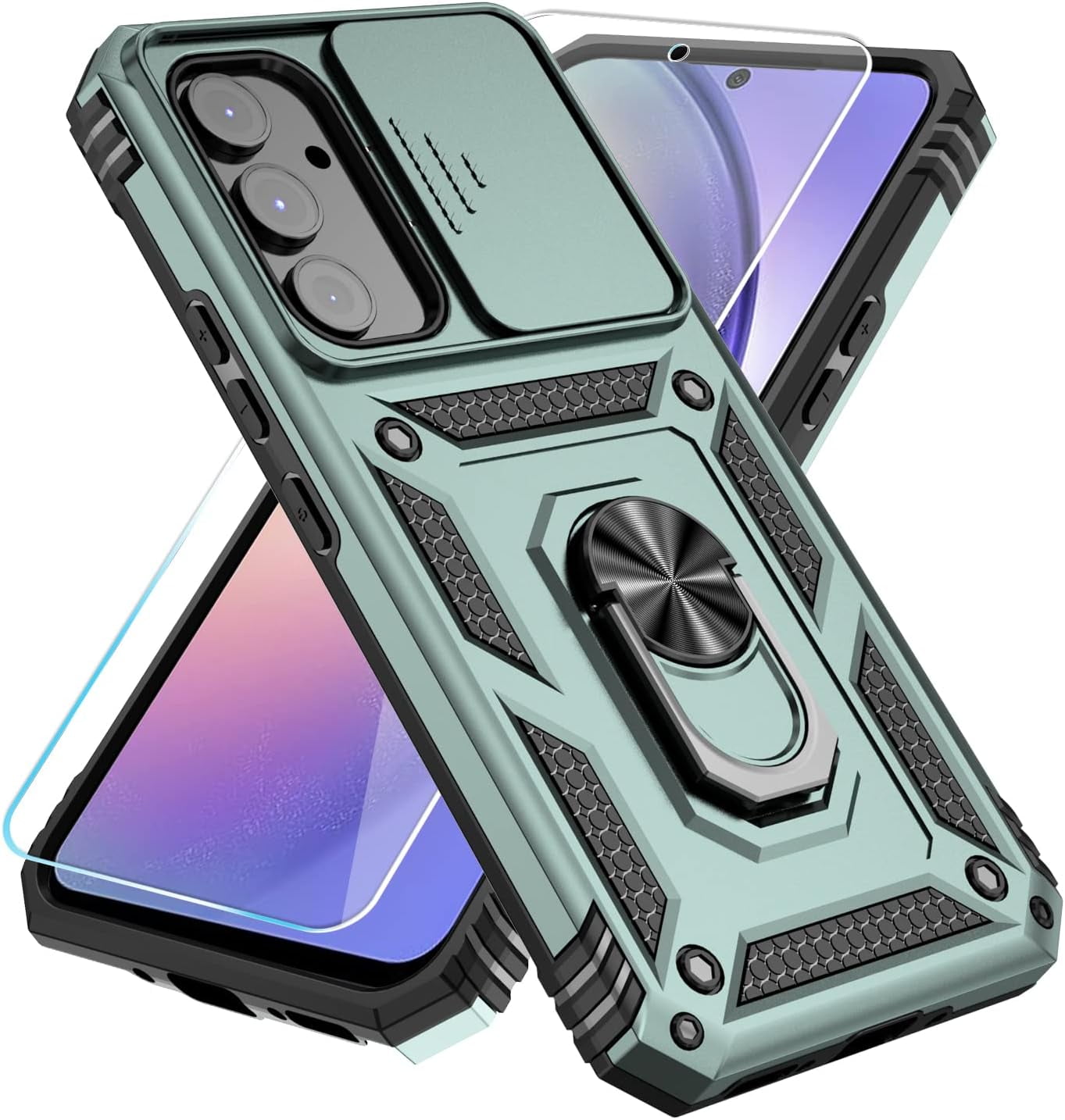 for Samsung Galaxy A54 5G Case with HD Screen Protector & Slide Camera Cover & Kickstand ...