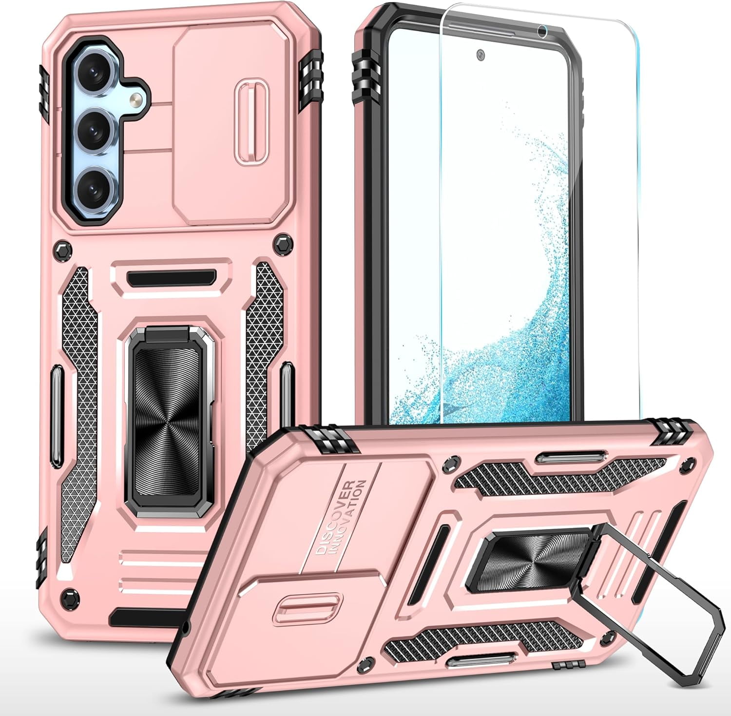 for Samsung Galaxy A54 5G Case with Tempered Glass Screen Protector & Slide Camera Cover ...