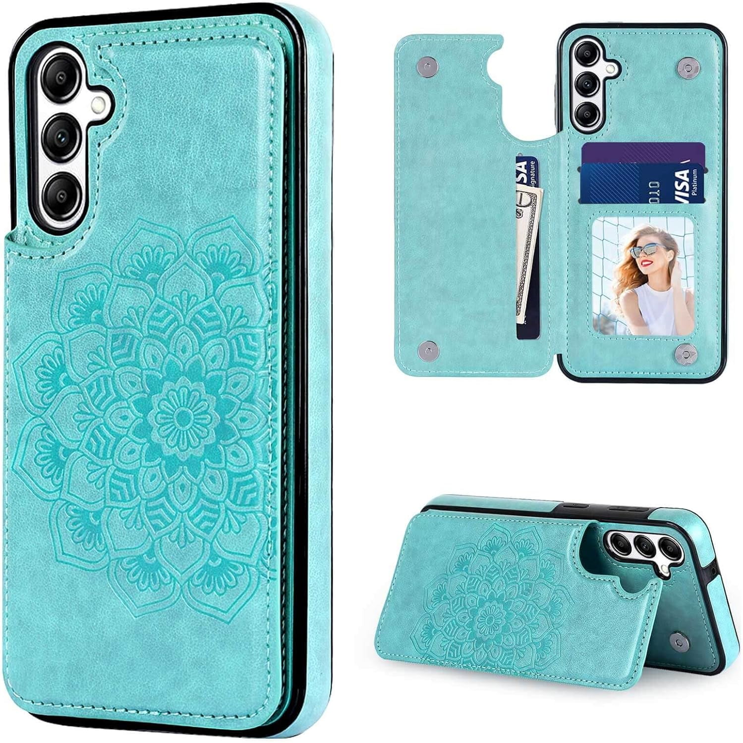 for Samsung Galaxy A54 Case Wallet with Card Holder,Women Mandala ...