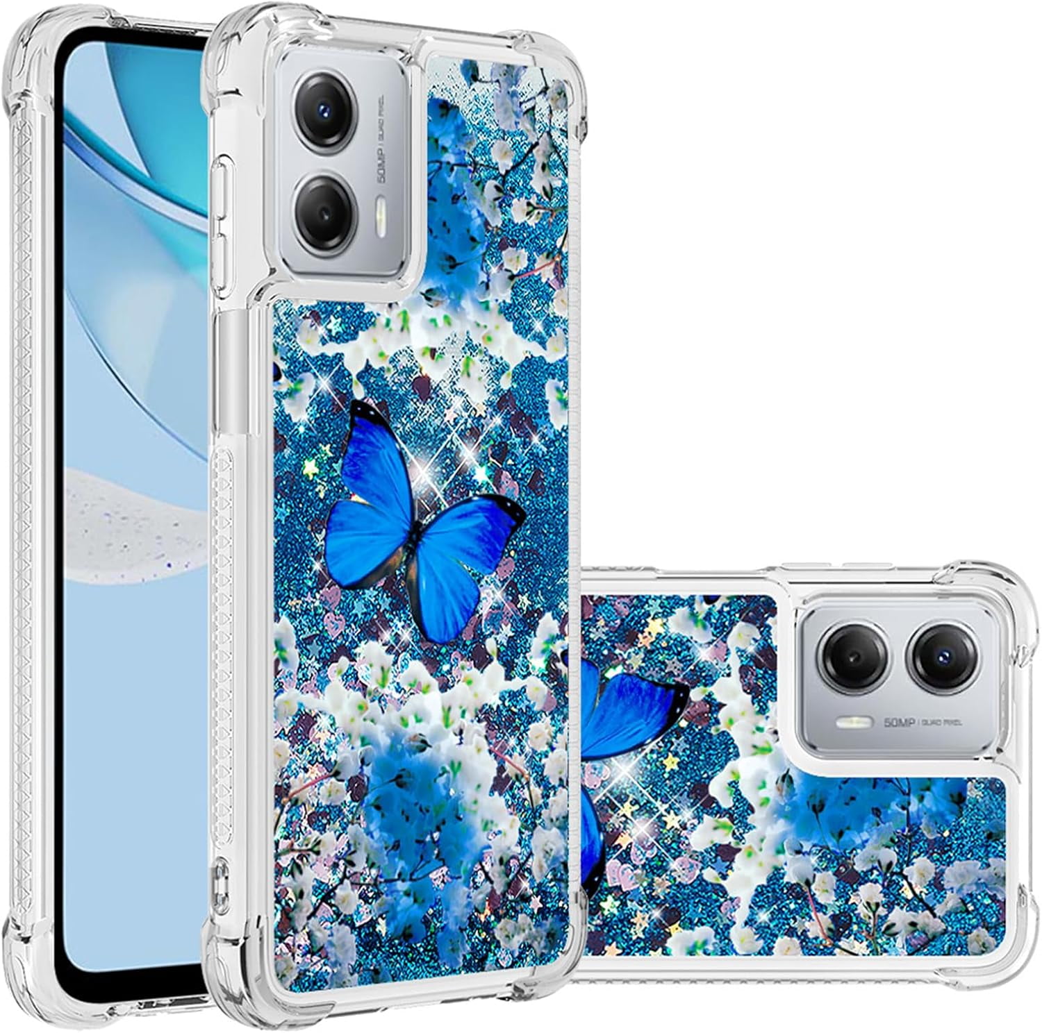 Samsung Galaxy A55 5G Case Bling Glitter Case Soft TPU Floating Clear Liquid Hearts Quicksand ...