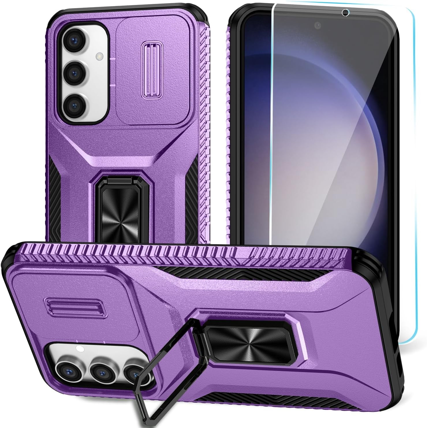 for Samsung Galaxy A55 5G Case with HD Screen Protector & Slide Camera ...