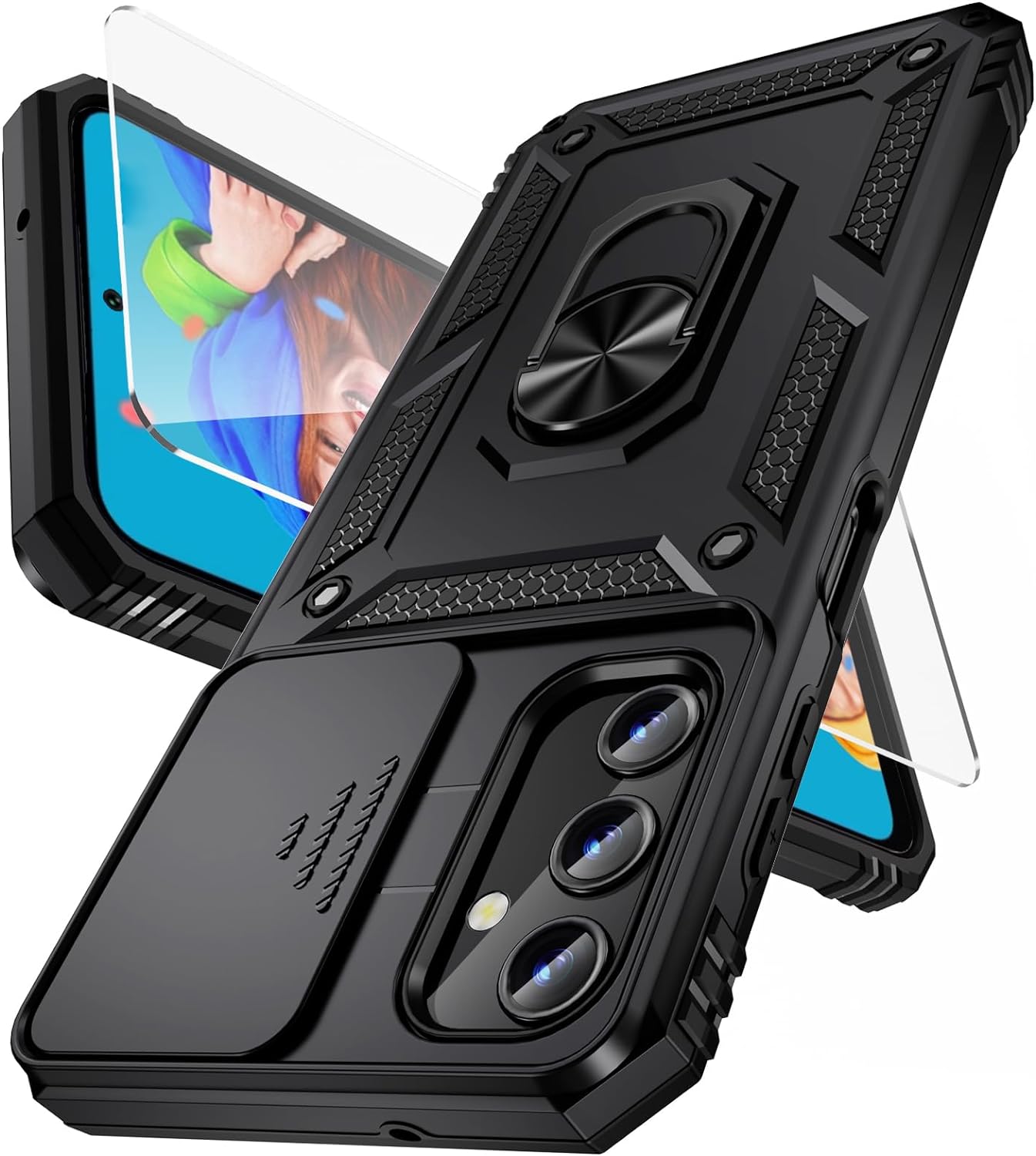 for Samsung Galaxy A55 5G with Slide Lens Cover HD Screen Protector, Military Grade Drop ...