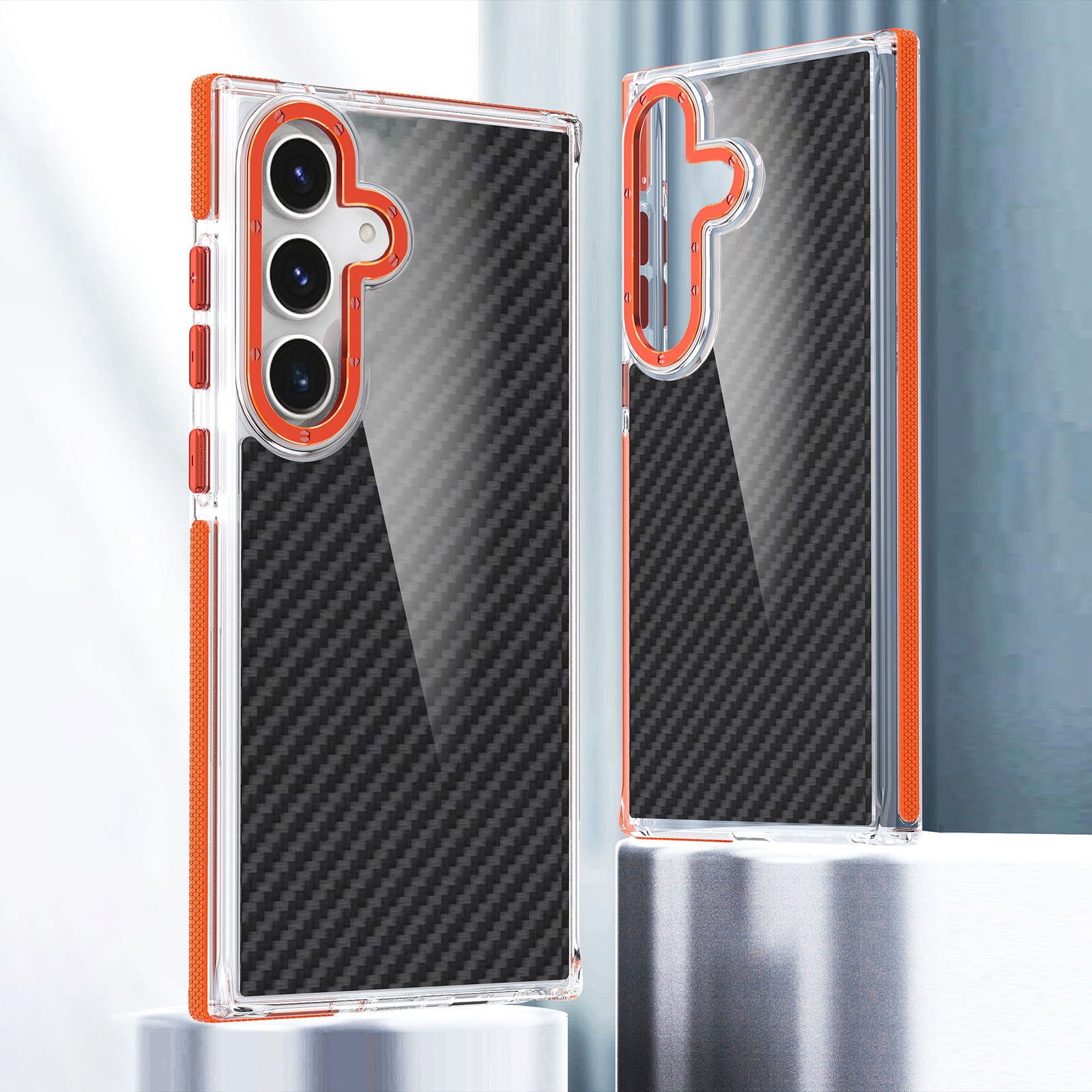 for Samsung Galaxy A55 Case with Carbon Fiber Patterned, Hybrid PC Back ...