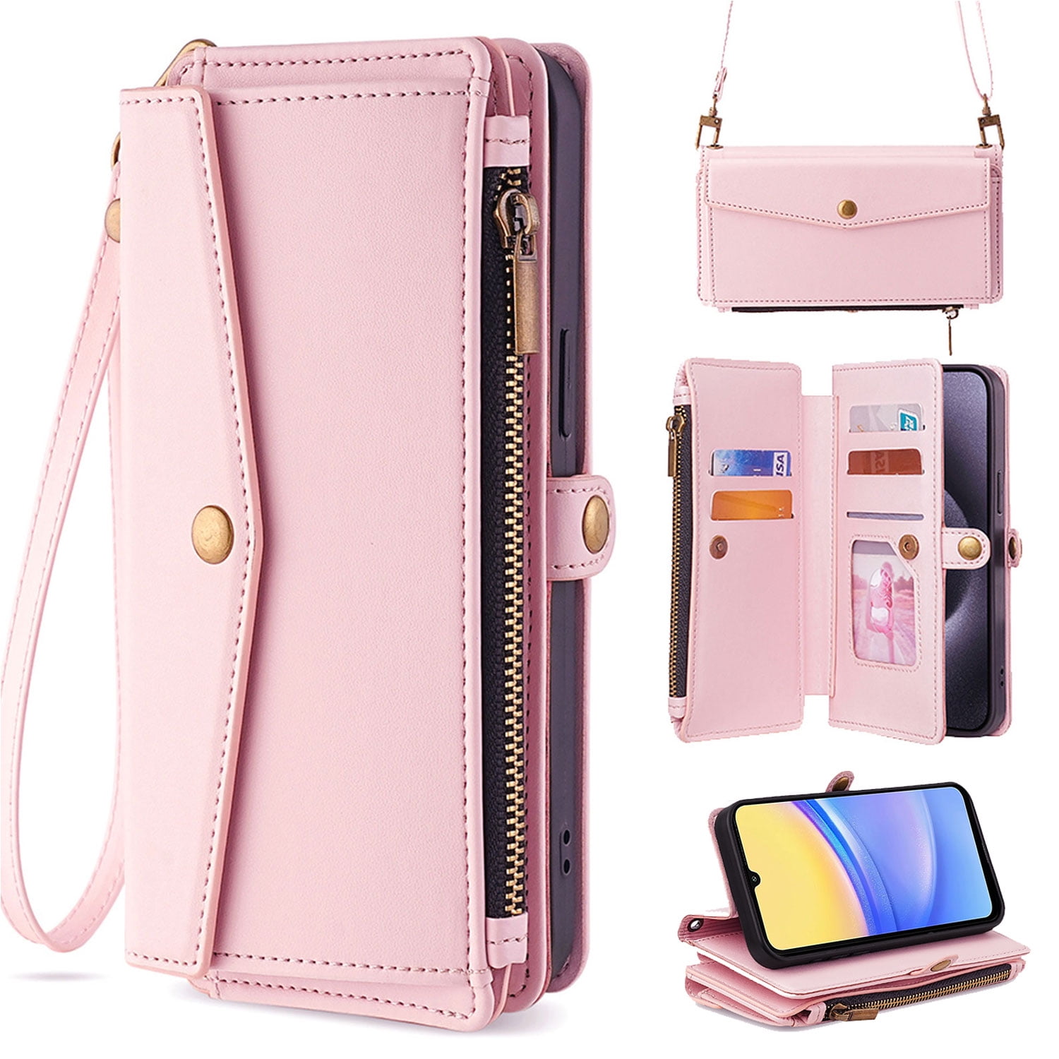for Samsung Galaxy A56 5G Case Wallet with Card Holder Zipper Bills ...