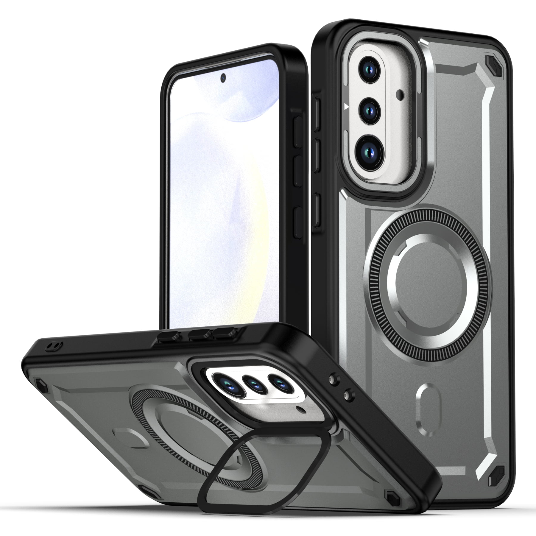 for Samsung Galaxy A56 5G Hybrid Case with Camera Stash Stand, Military ...