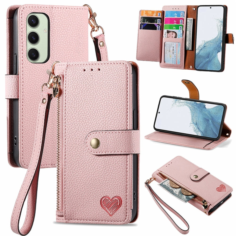 For Samsung Galaxy A56 5G Leather Phone Case Wallet Zipper Pocket Pouch ...
