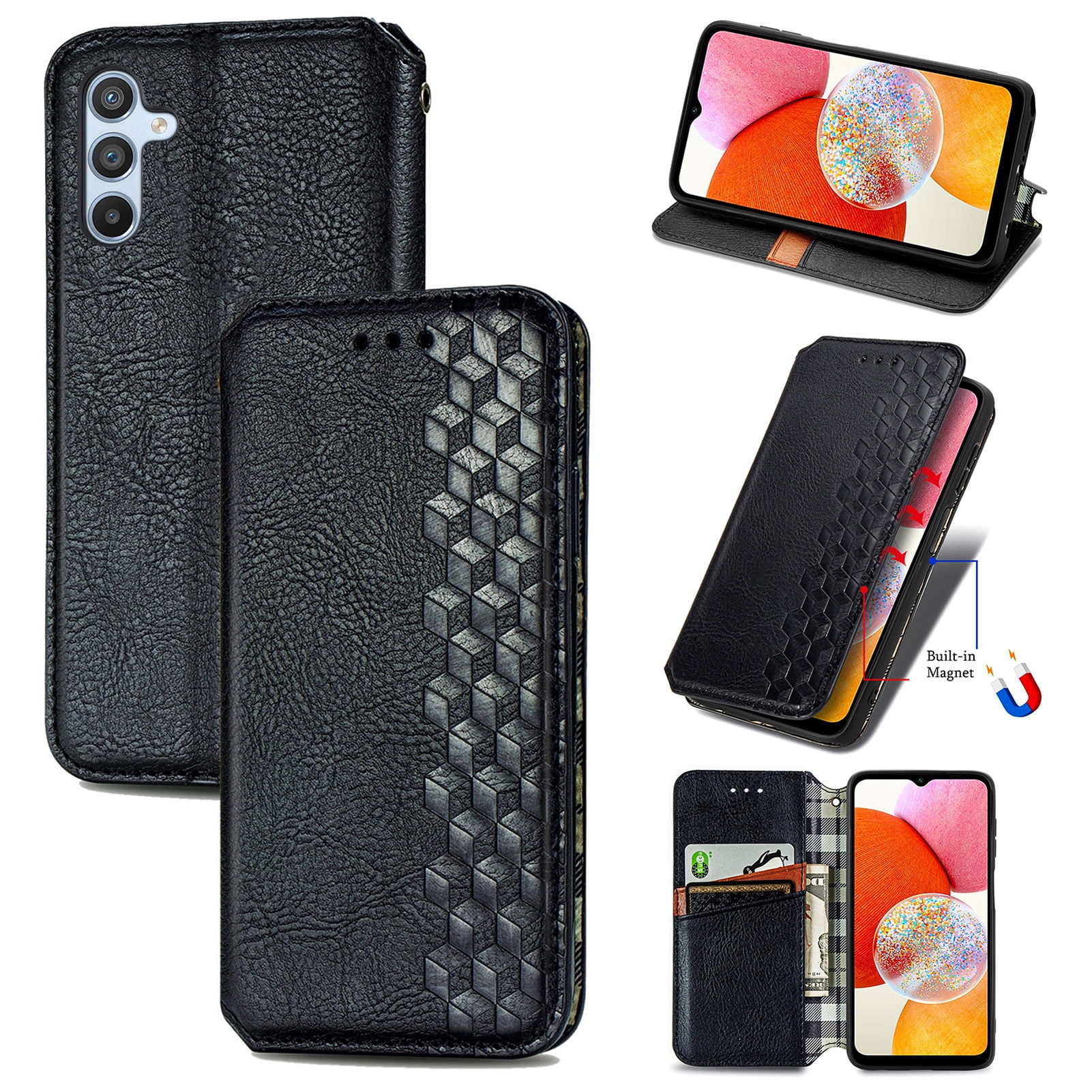 for Samsung Galaxy A56 5G Wallet Case, Men's Retro Premium Business PU Leather Classic Magnetic ...