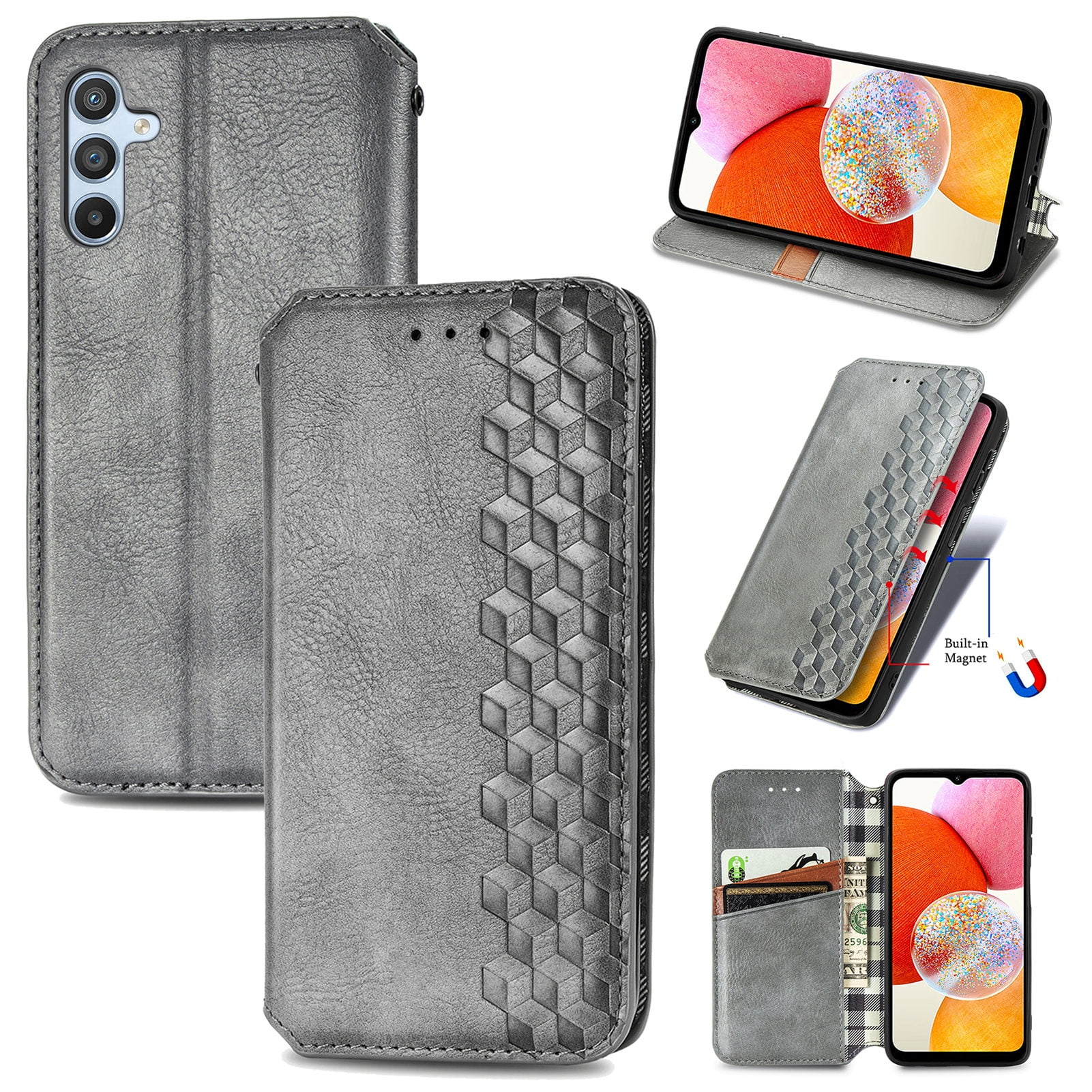 for Samsung Galaxy A56 5G Wallet Case, Men's Retro Premium Business PU ...