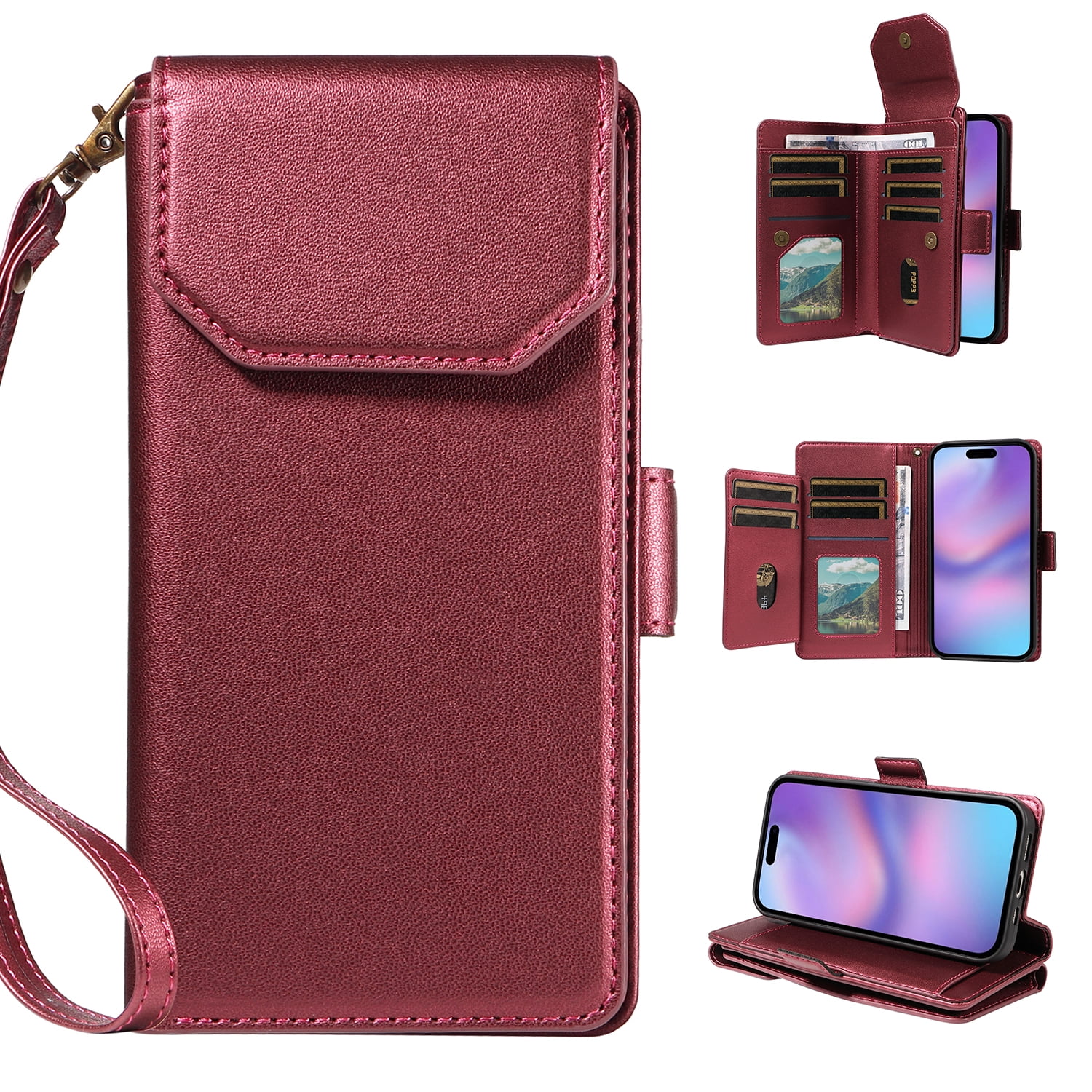 for Samsung Galaxy A56 5G Wallet Rugged Case, with Card Slots&Cash ...