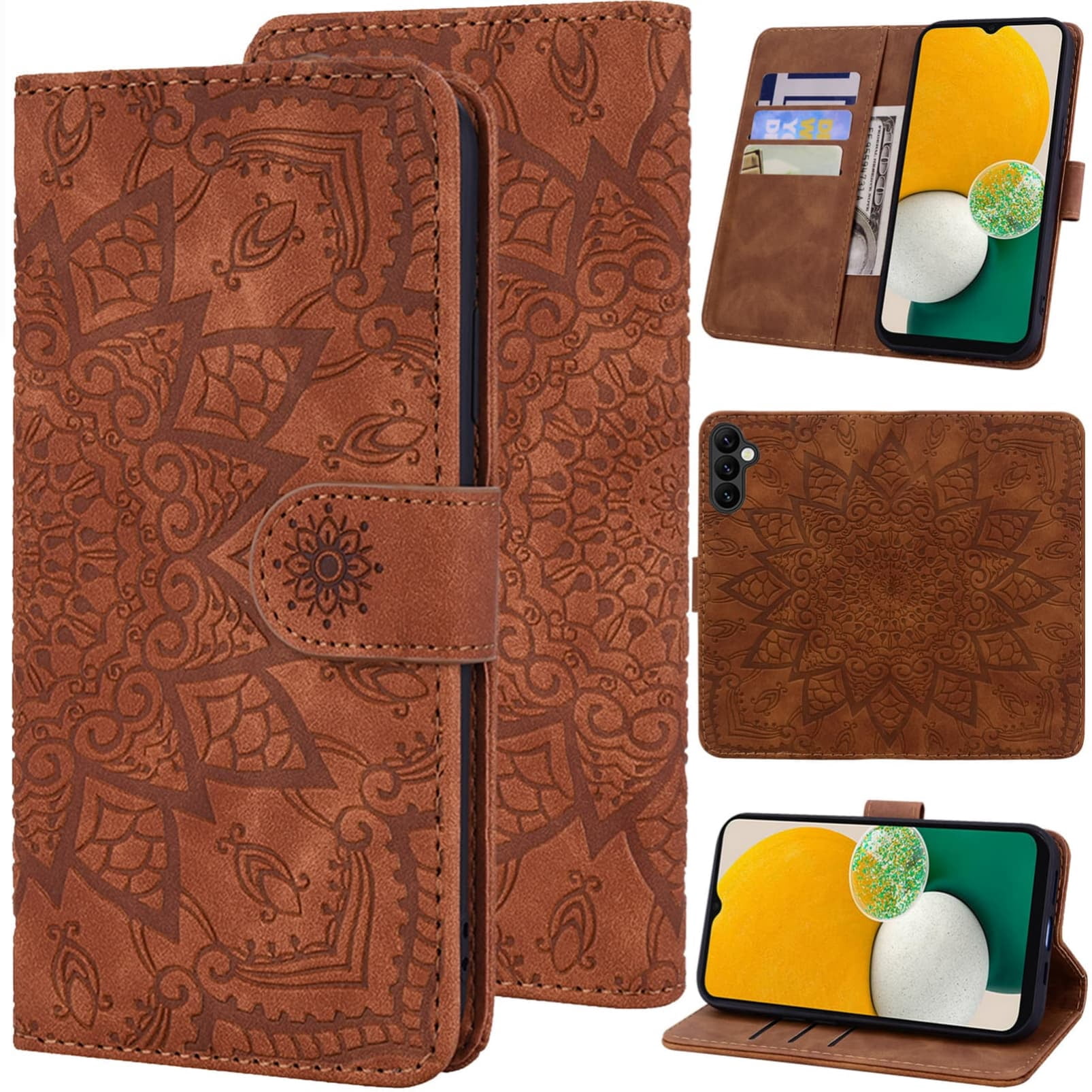 for Samsung Galaxy A57 Leather Case Wallet, Matte Frosted Suede Full ...
