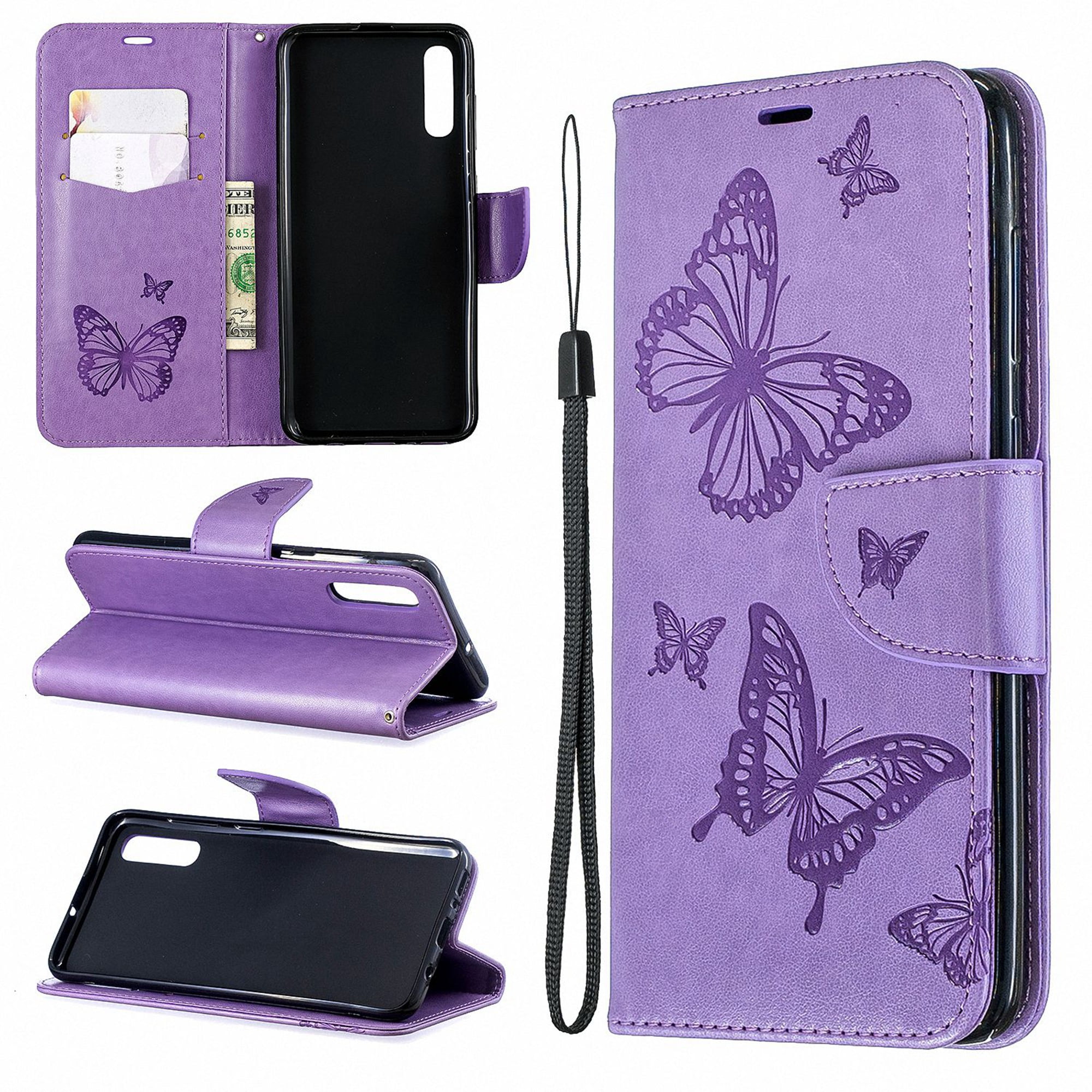 Samsung Galaxy A70 Case, Dteck Embossed Butterfly Flip PU Leather Stand ...