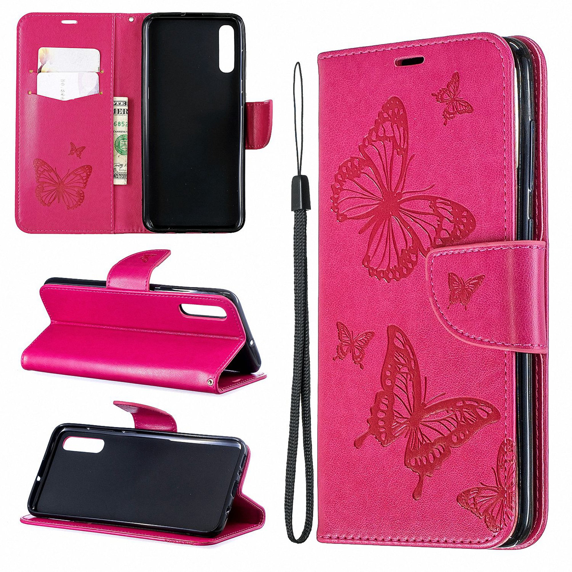 Samsung Galaxy A70 Case, Dteck Embossed Butterfly Flip PU Leather Stand ...