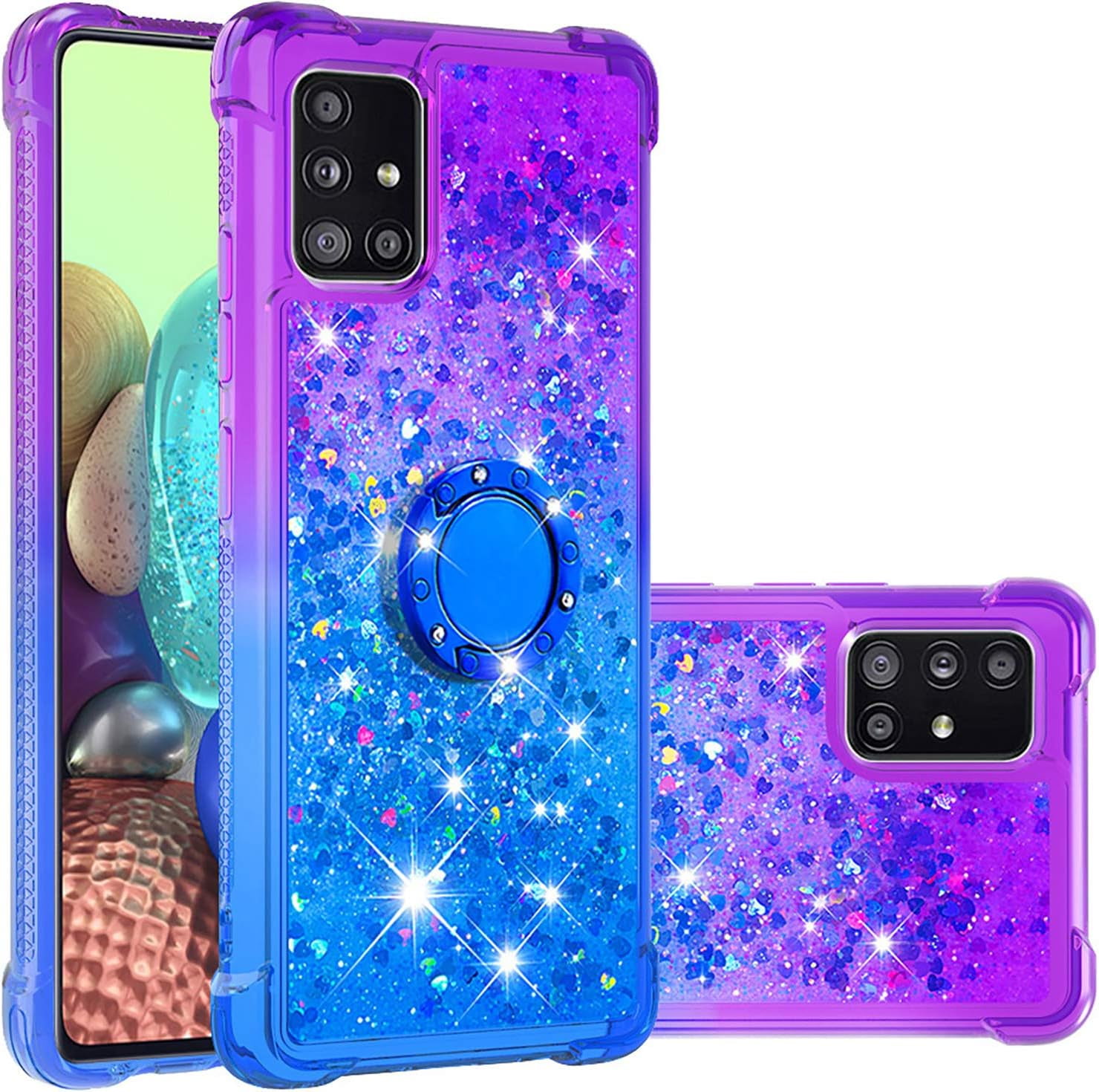 Samsung Galaxy A71 5G Case, Gradient Quicksand Bling Glitter Sparkle Flowing Liquid Floating TPU ...