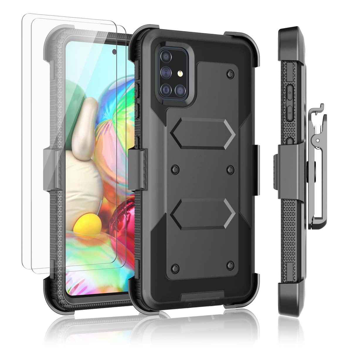 Samsung Galaxy A71 5G Case Holster Clip, Tekcoo Shock Absorbing [Black ...