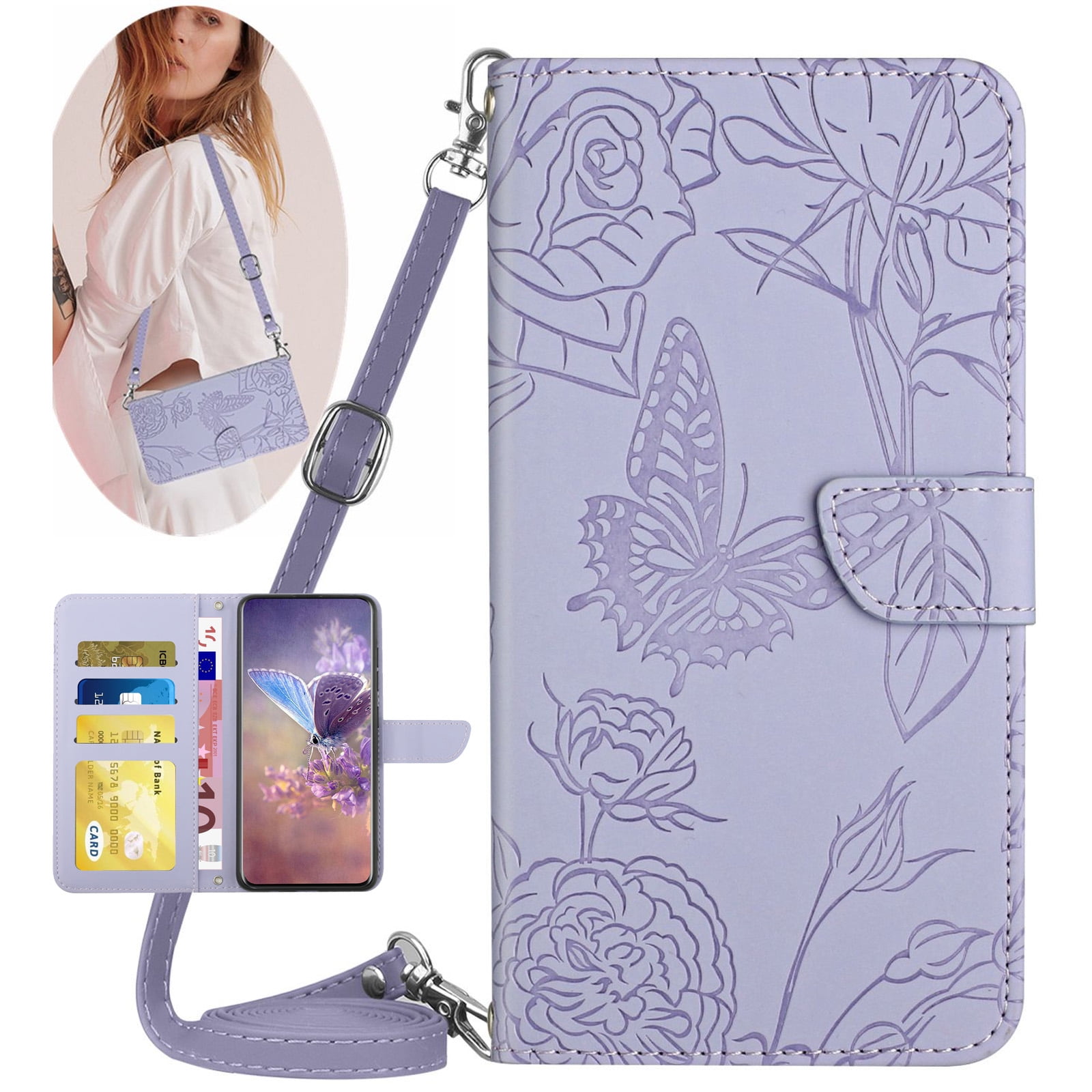 for Samsung Galaxy A71 5G Phone Case Wallet,Crossbody Strap Women Flip ...