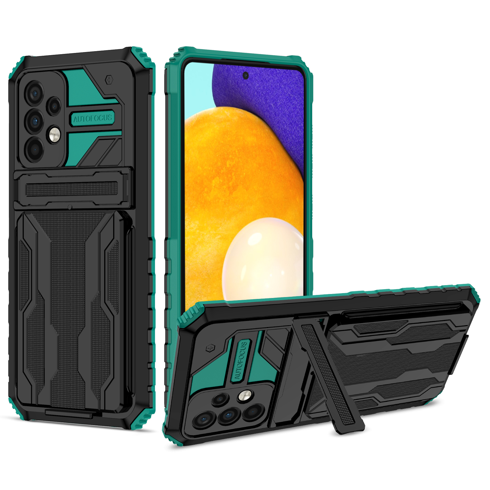 for Samsung Galaxy A72 5G Armor Case, Heavy Duty Rugged PC Card Slot ...