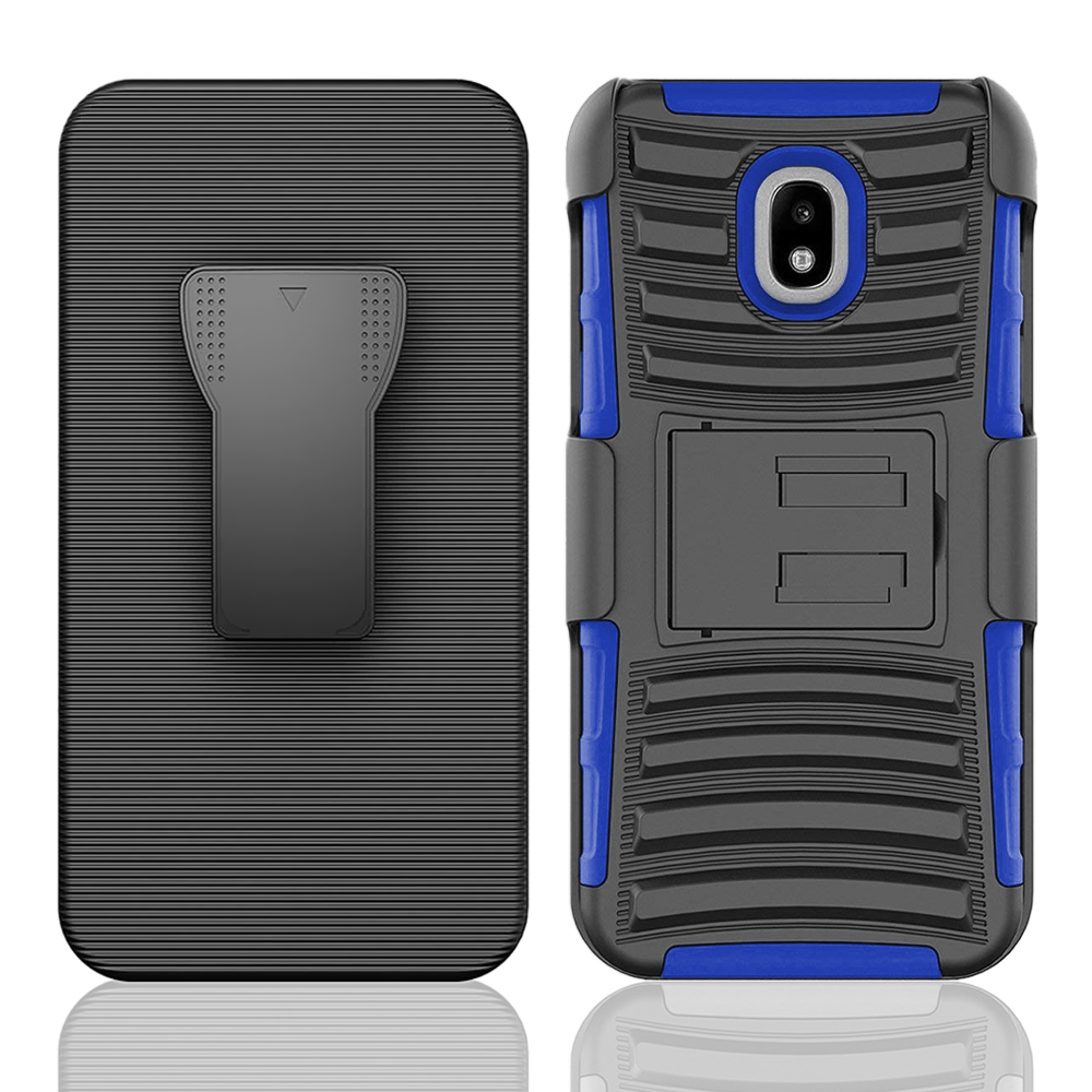 Samsung Galaxy J7 2018 J737 Holster Case Cover Blue Dual Layer ...