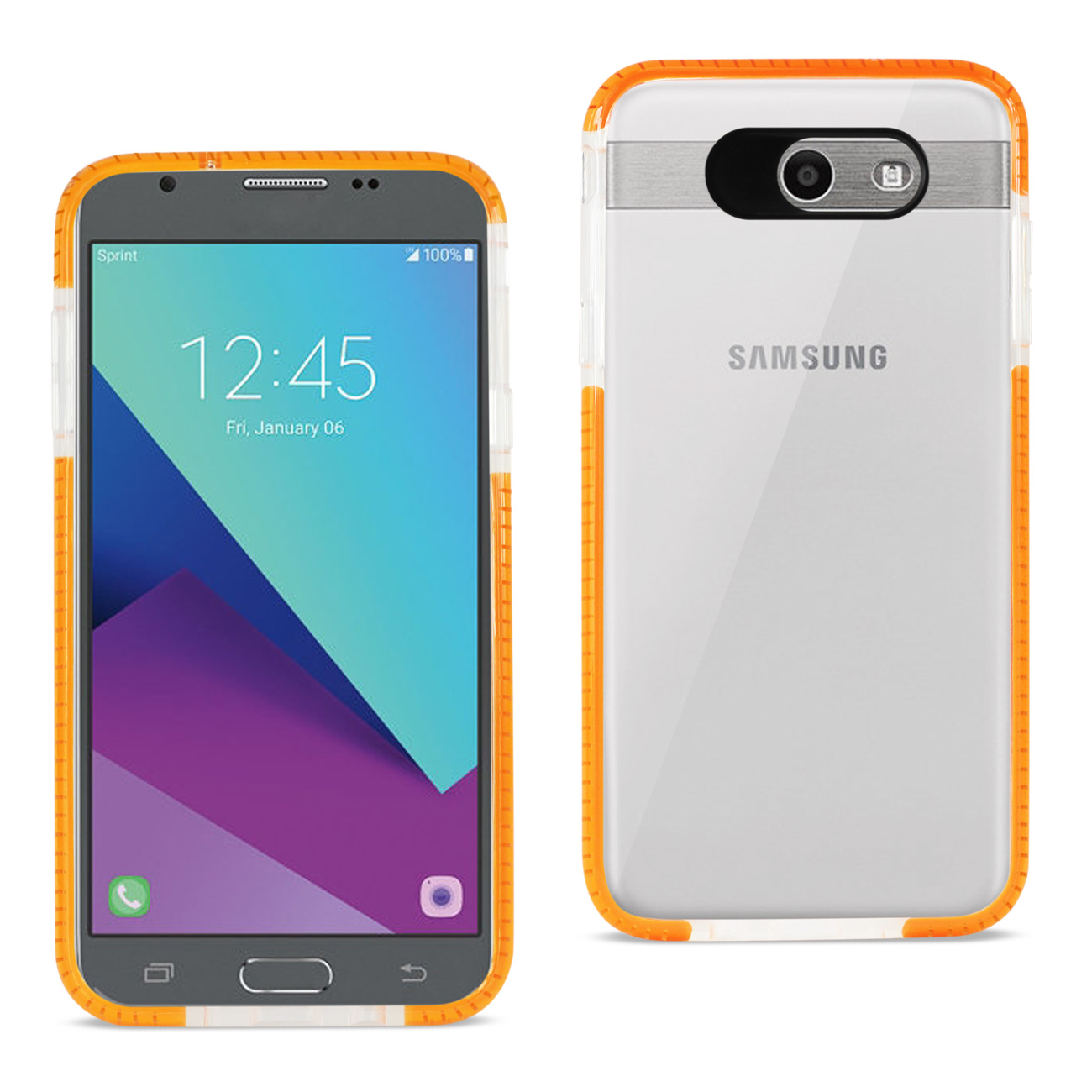 Samsung Galaxy J7 V (2017) Soft Transparent Tpu Case In Clear Orange ...
