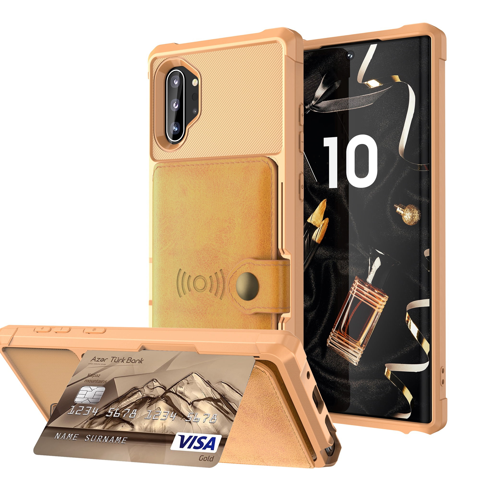 Samsung Galaxy Note 10 Plus Wallet Case, Dteck Heavy Duty Hard Silicone Shockproof Case Flip ...