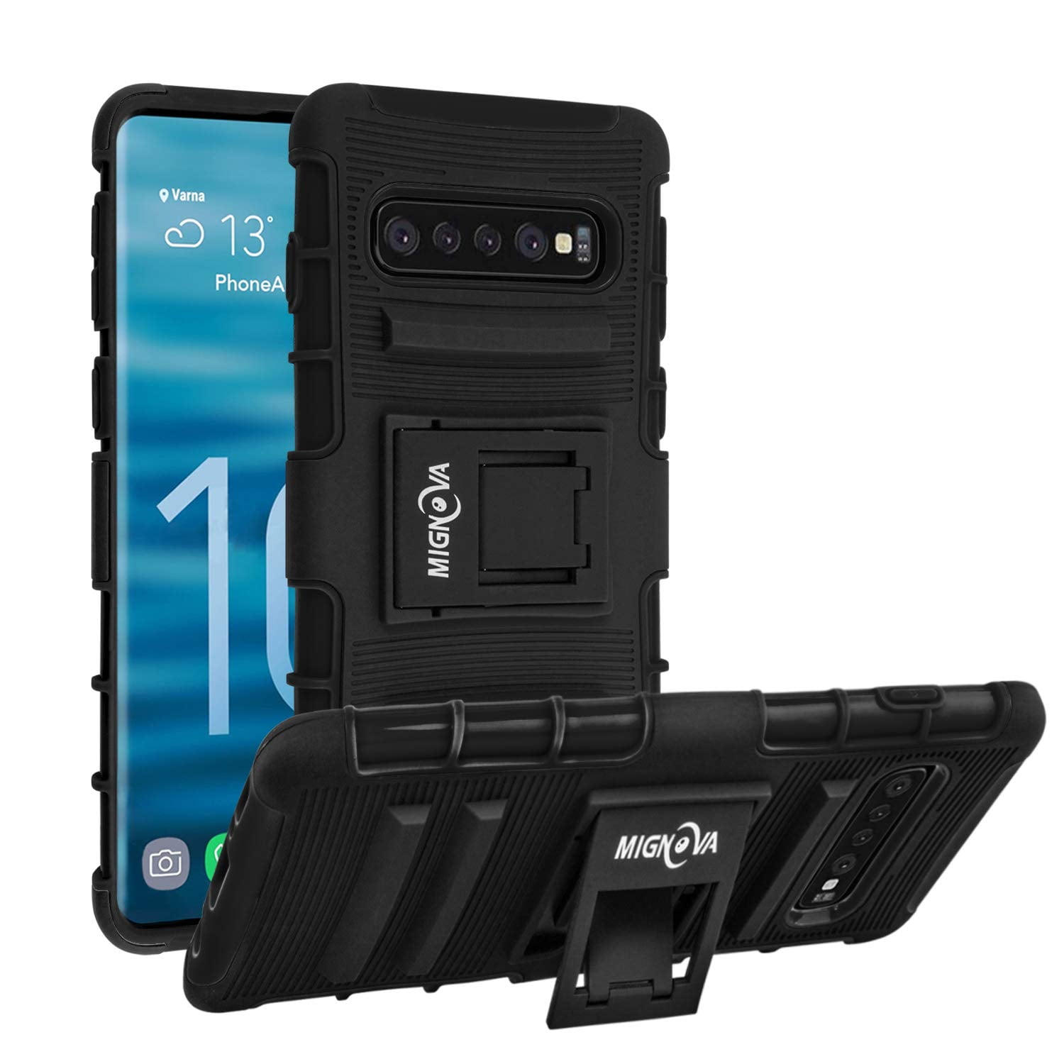 Samsung Galaxy S10 Case, Mignova Rugged Plastic Heavy Armor Holster ...
