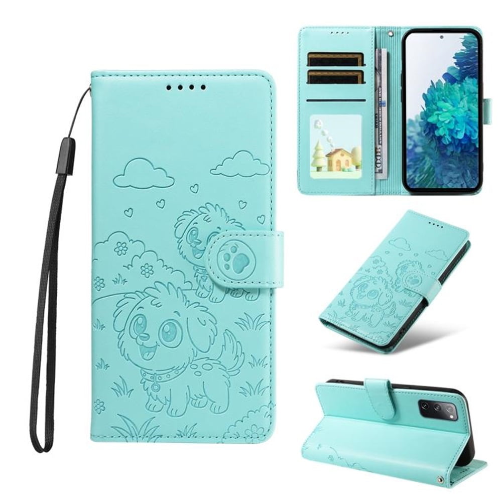 For Samsung Galaxy S20 FE 5G Litter Dog Embossing Leather Phone Case ...