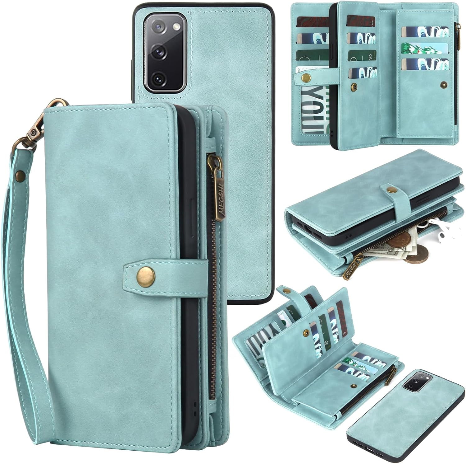 for Samsung Galaxy S20 FE 5G Wallet Case, Detachable PU Leather Magnetic flip Phone Case Wallet ...